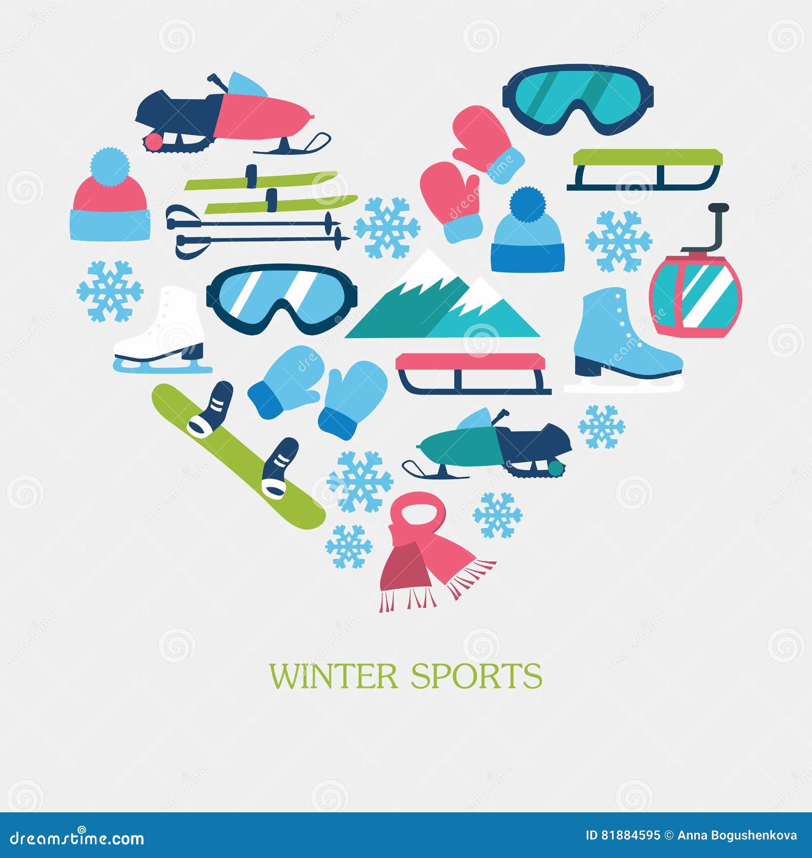 Collection of Winter Icons Activities in Flat Design Style Stock Vector ...