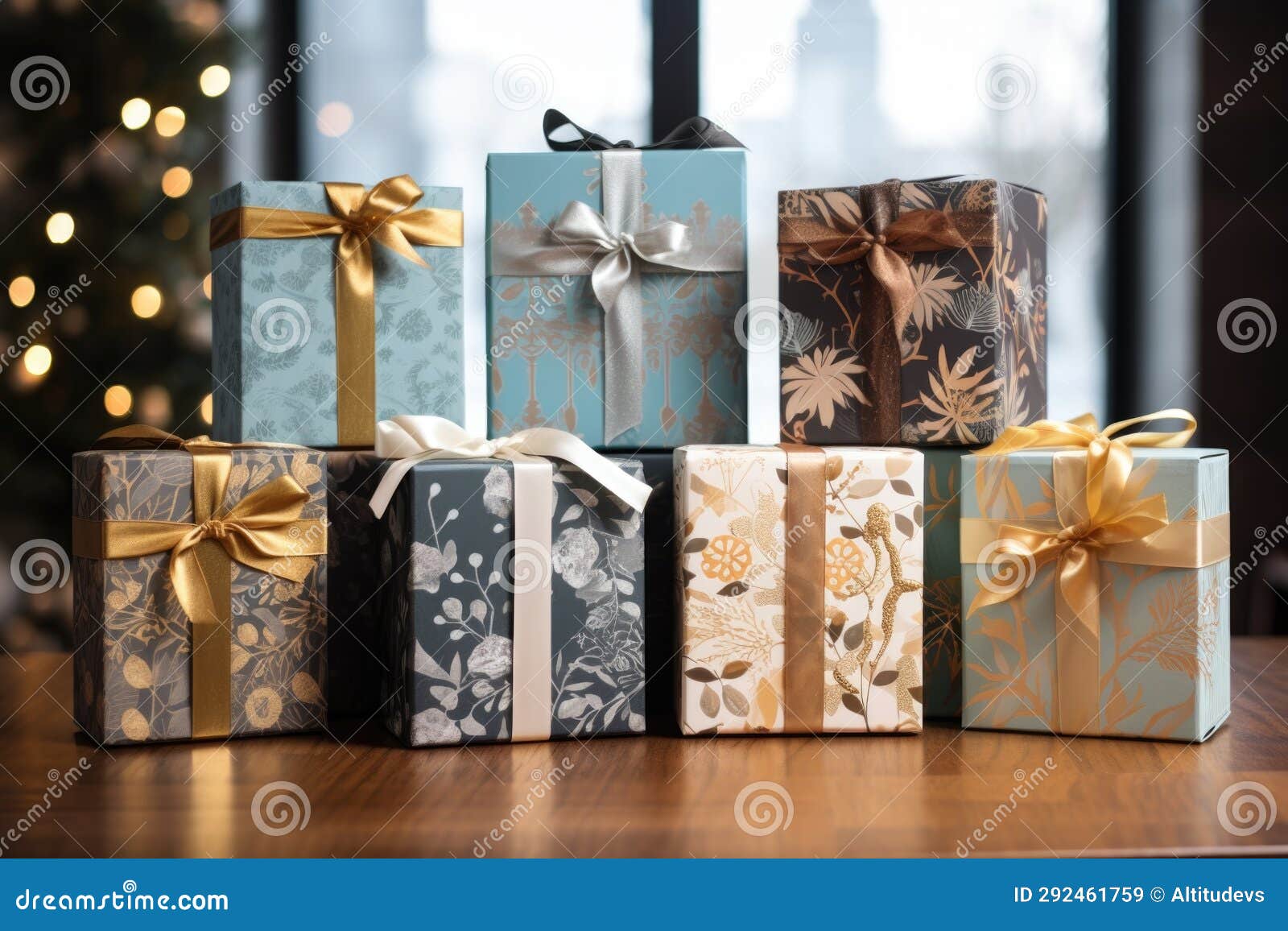 A Collection of Winter-themed Gift Boxes Grouped Together Stock Image ...