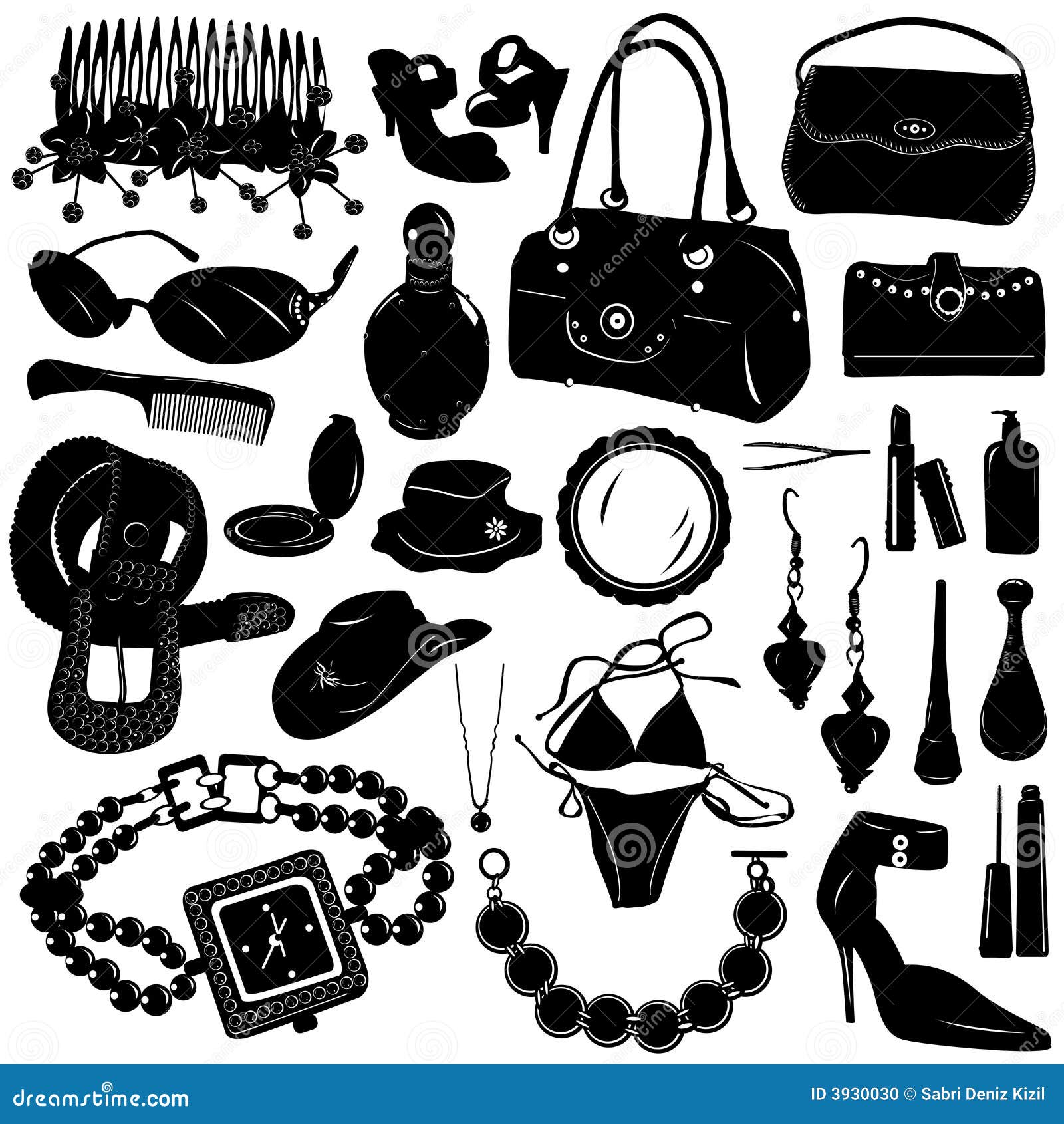 Collection of Women Accessories Vector Stock Vector - Illustration of ...