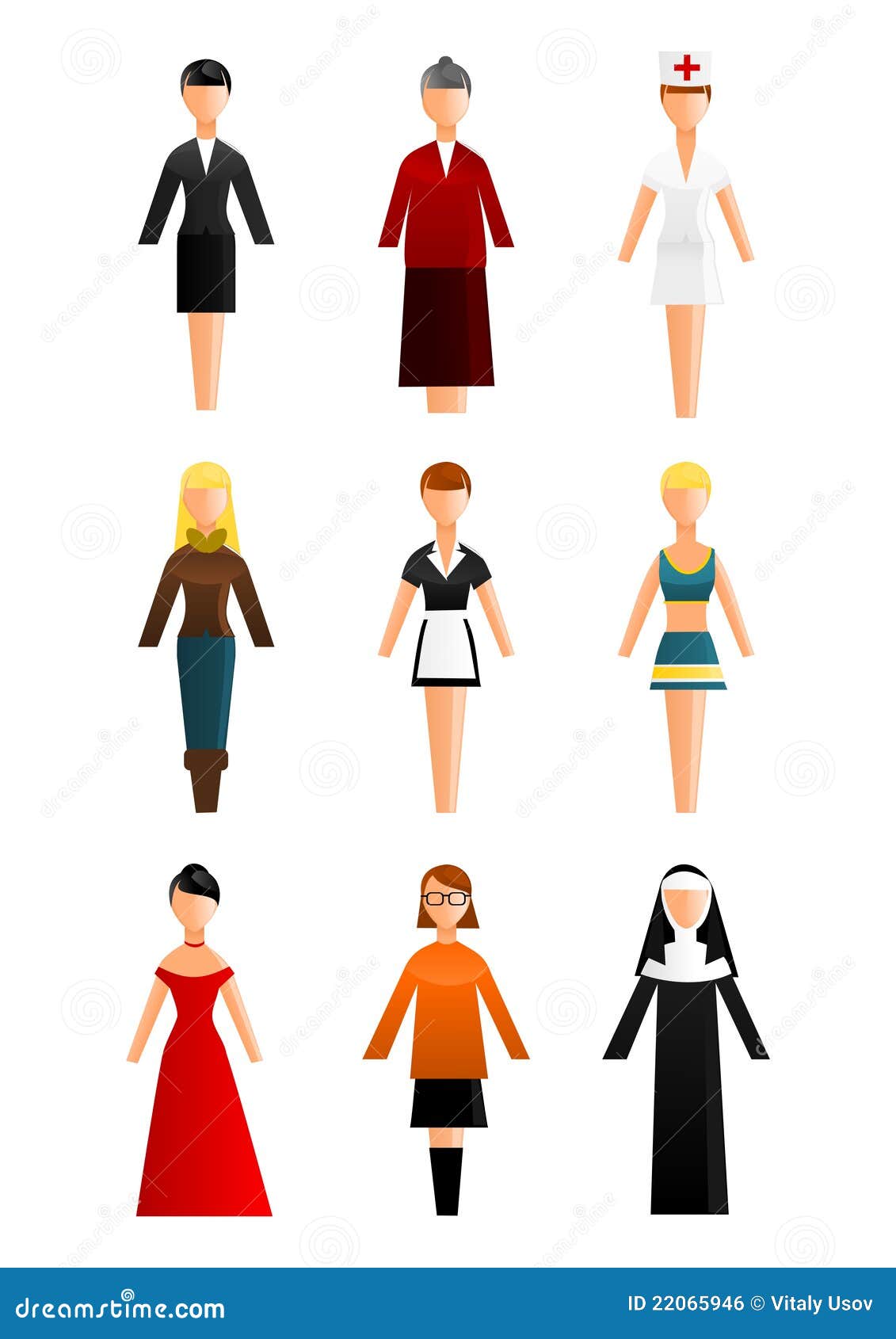 Collection of Women Occupation Icons Stock Vector - Illustration of ...