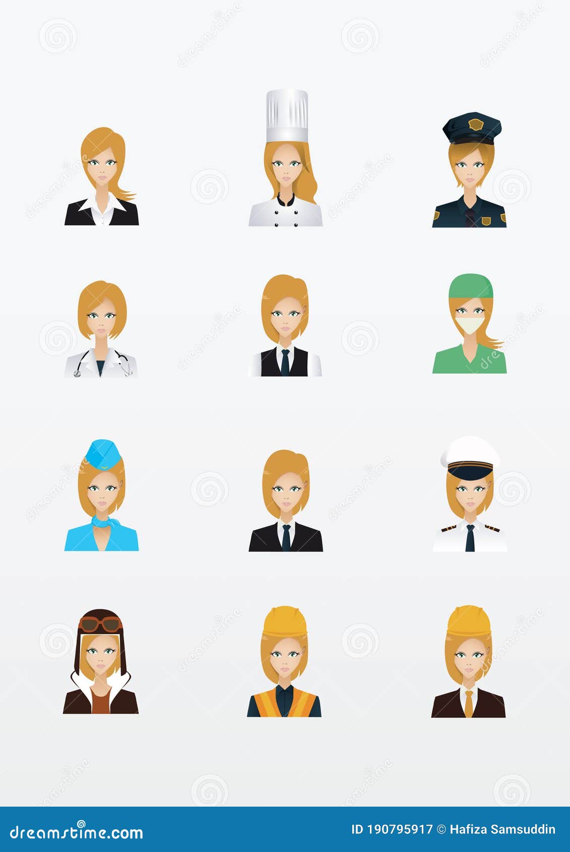 Collection of Women and Occupations. Vector Illustration Decorative ...