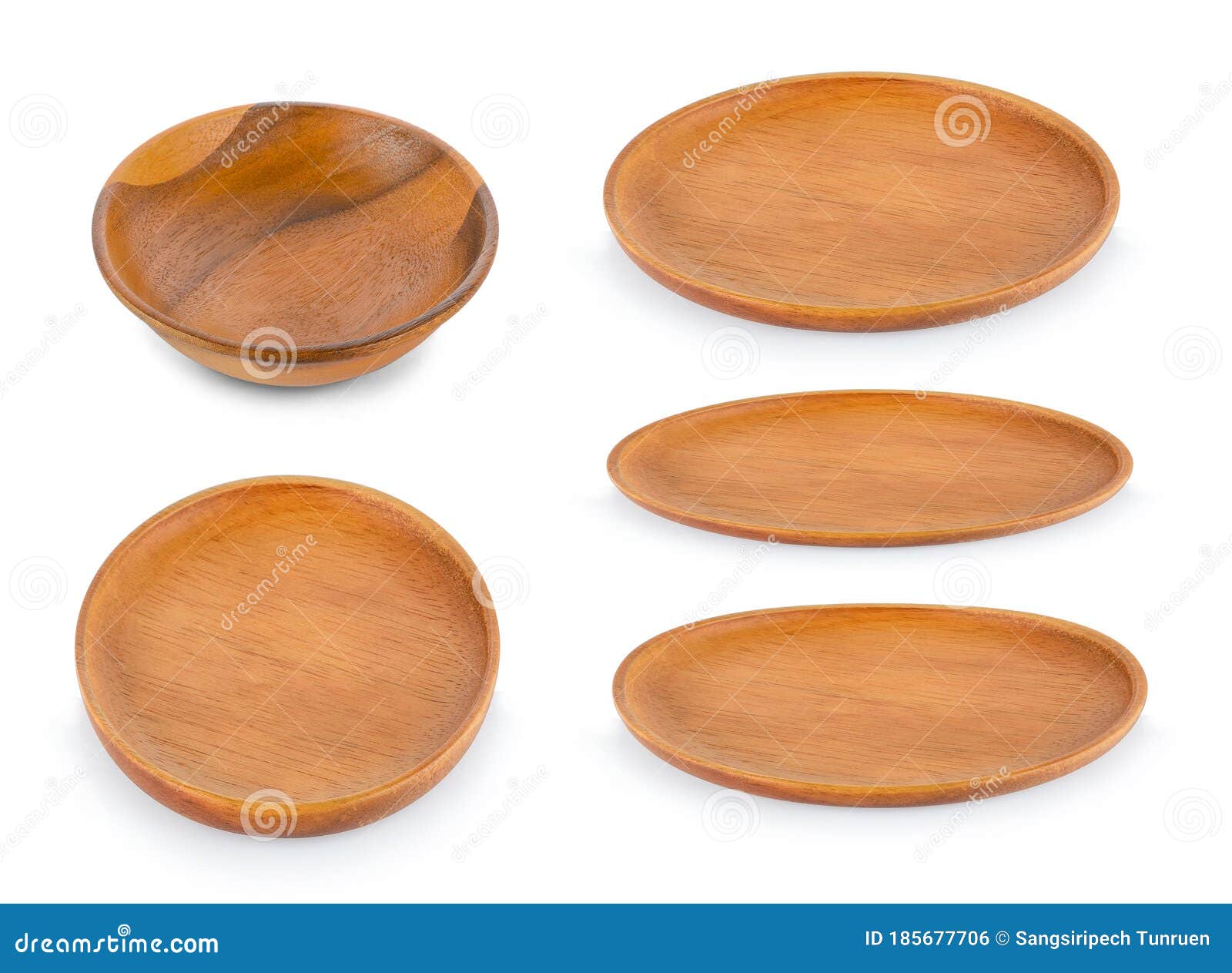 Collection Wood Plate Isolated on White Background Stock Photo - Image ...