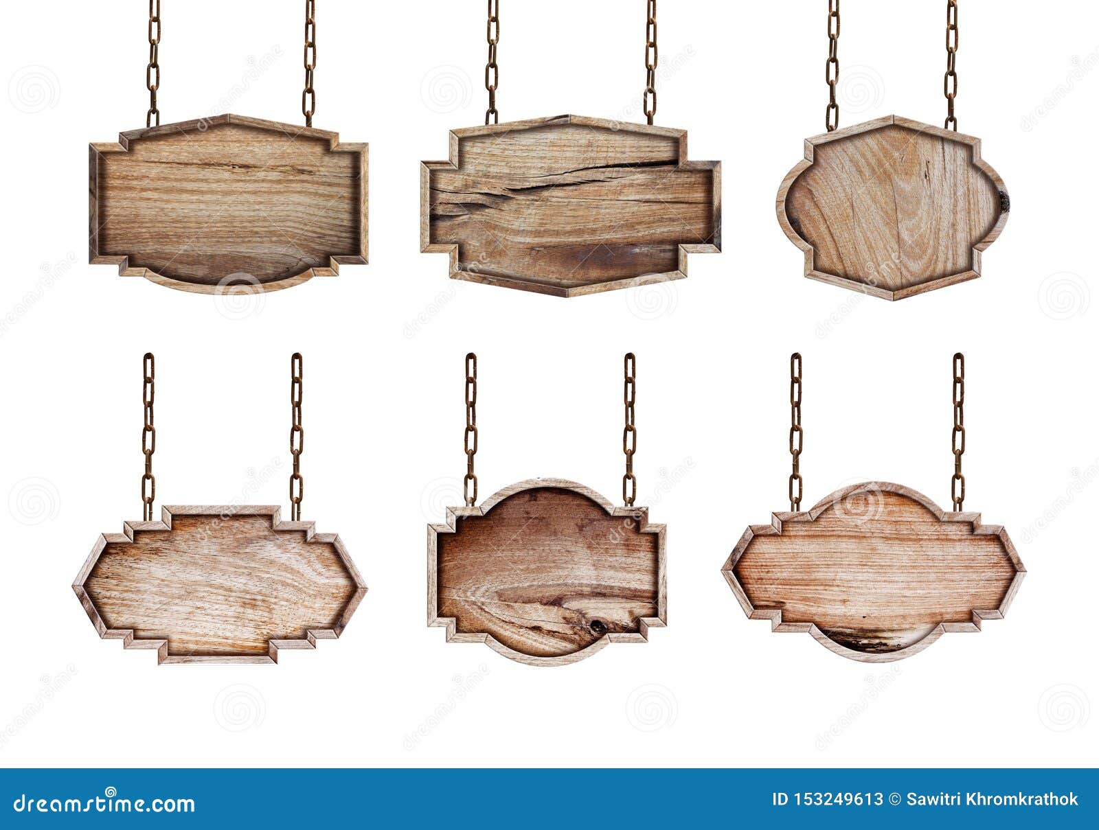 Collection of Wooden Signs with Chain Stock Image - Image of frame ...