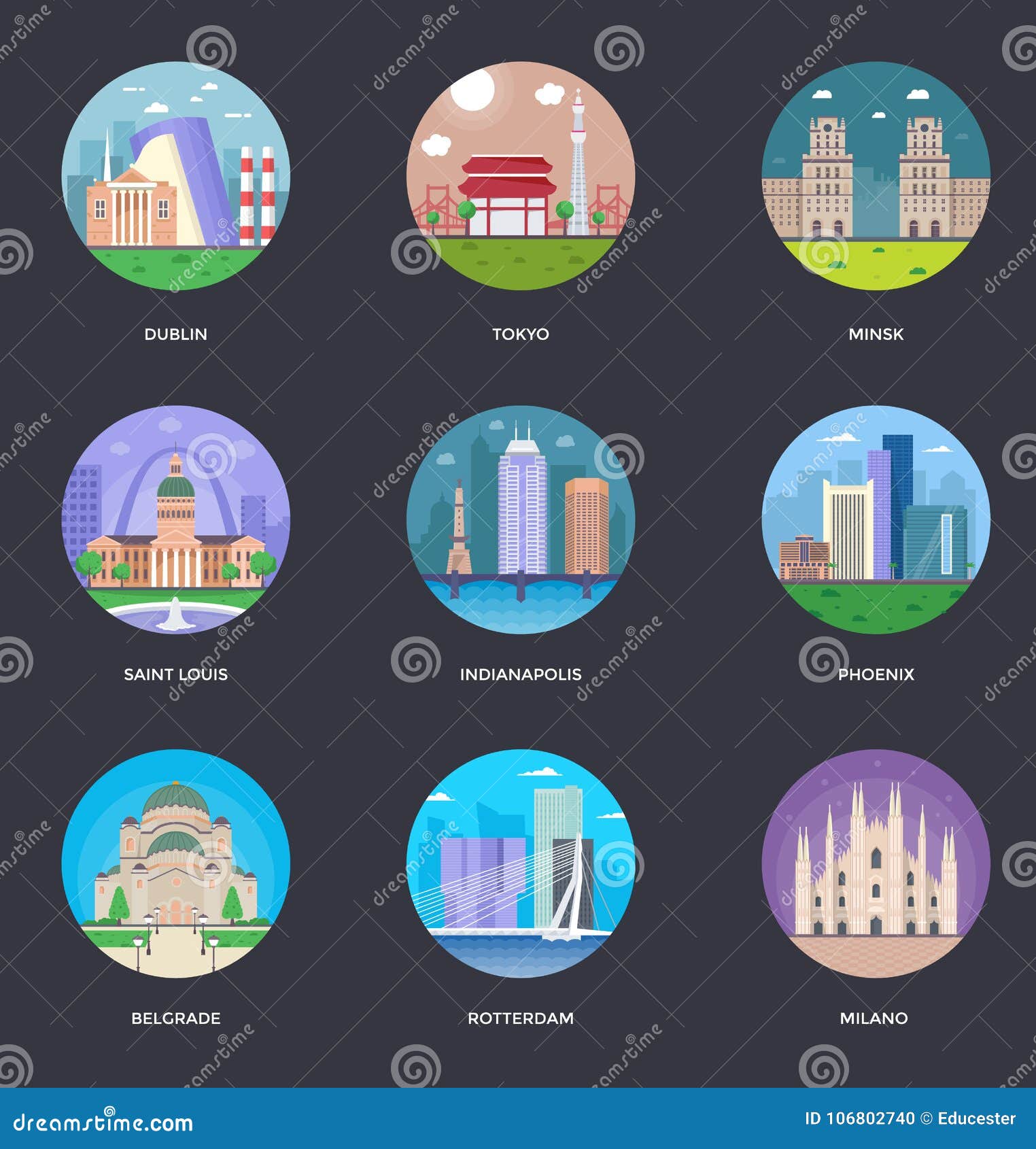 Collection of World Cities Vector Illustration Stock Illustration ...