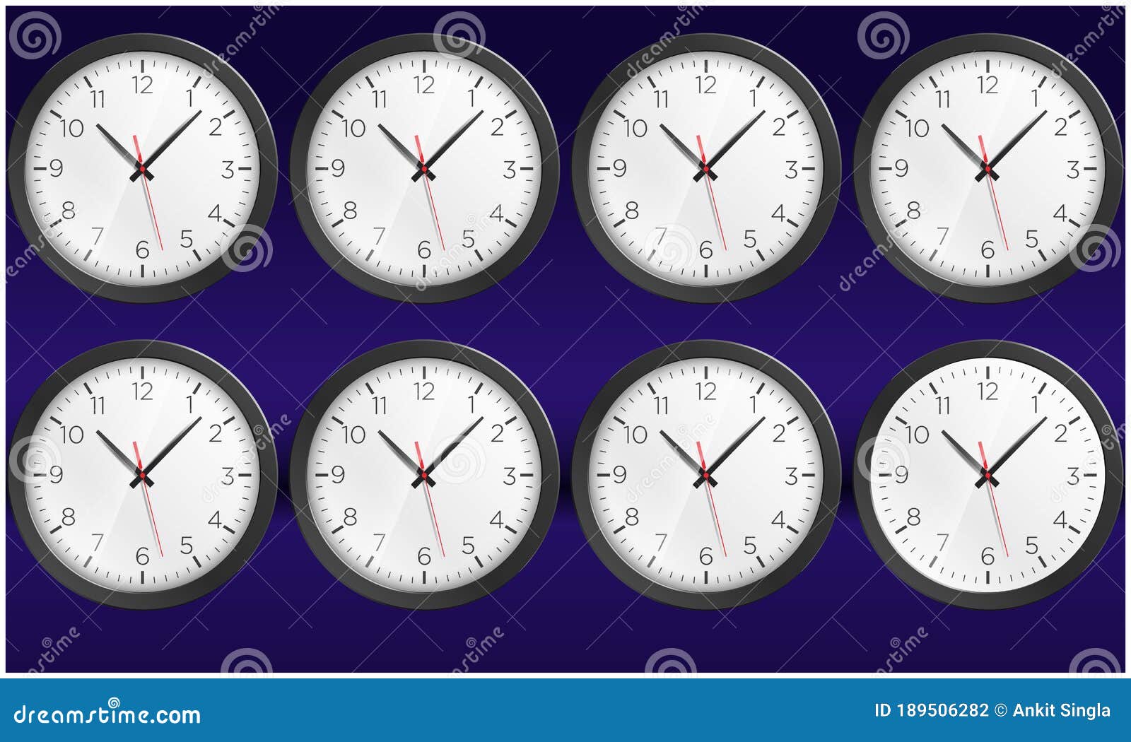 Collection of World Clock on Abstract Background Stock Vector ...
