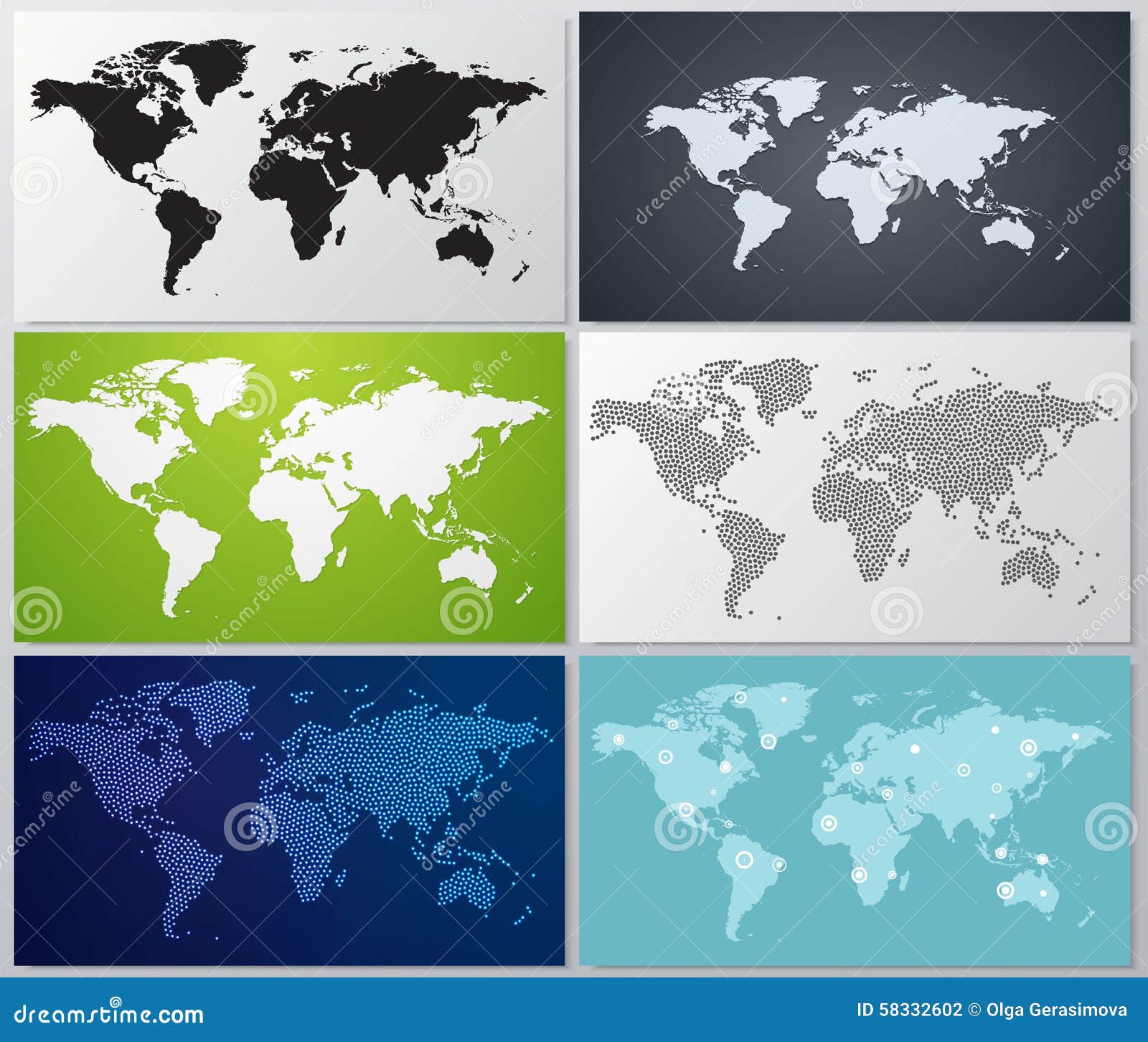 Collection of World Map Illustrations Stock Vector - Illustration of ...