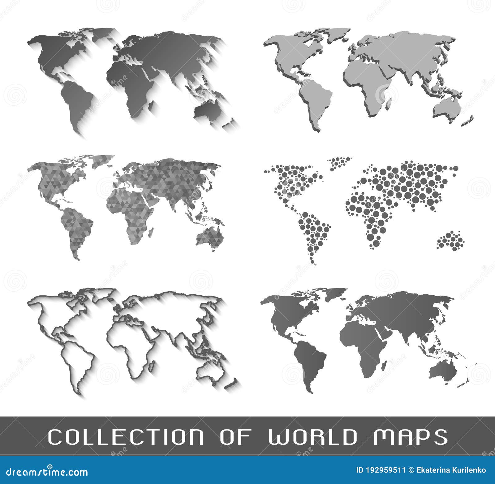 Collection of world maps stock illustration. Illustration of line ...