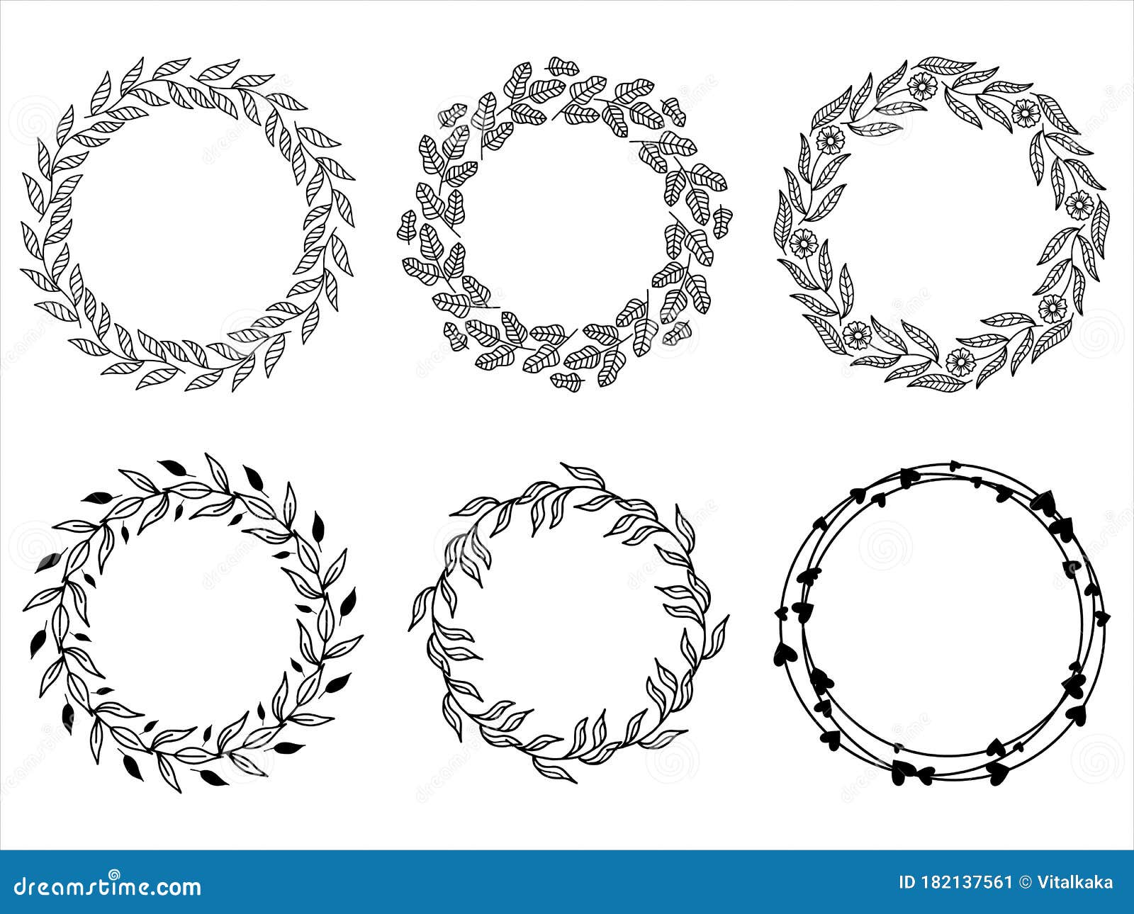 Collection of Wreaths, Border Frames Stock Vector - Illustration of ...