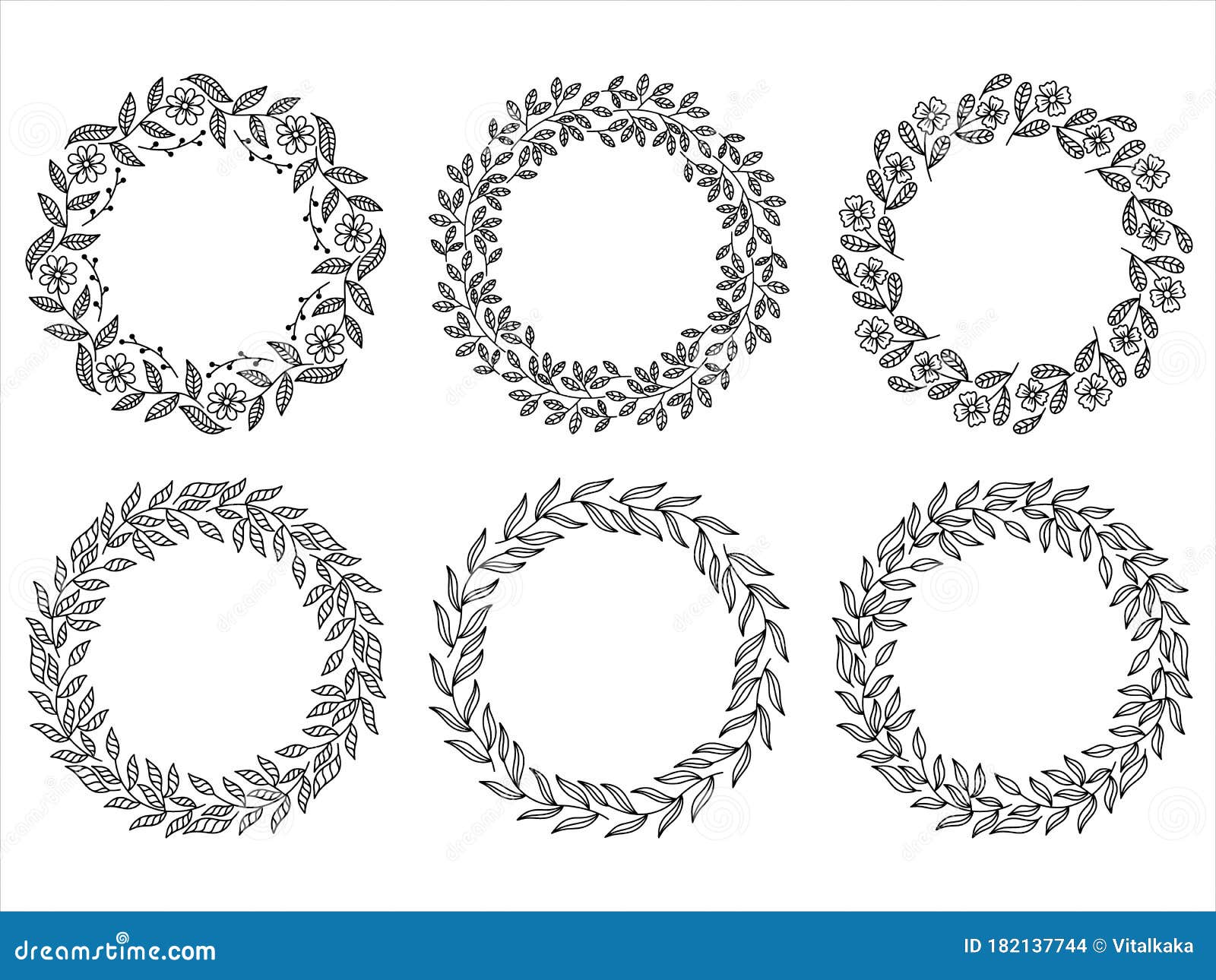 Collection of Wreaths, Border Frames Stock Vector - Illustration of ...