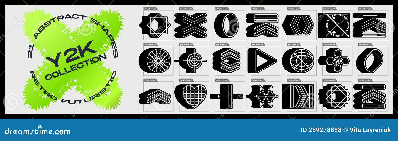 Collection of Y2K Elements. Collection of Abstract Graphic Geometric ...