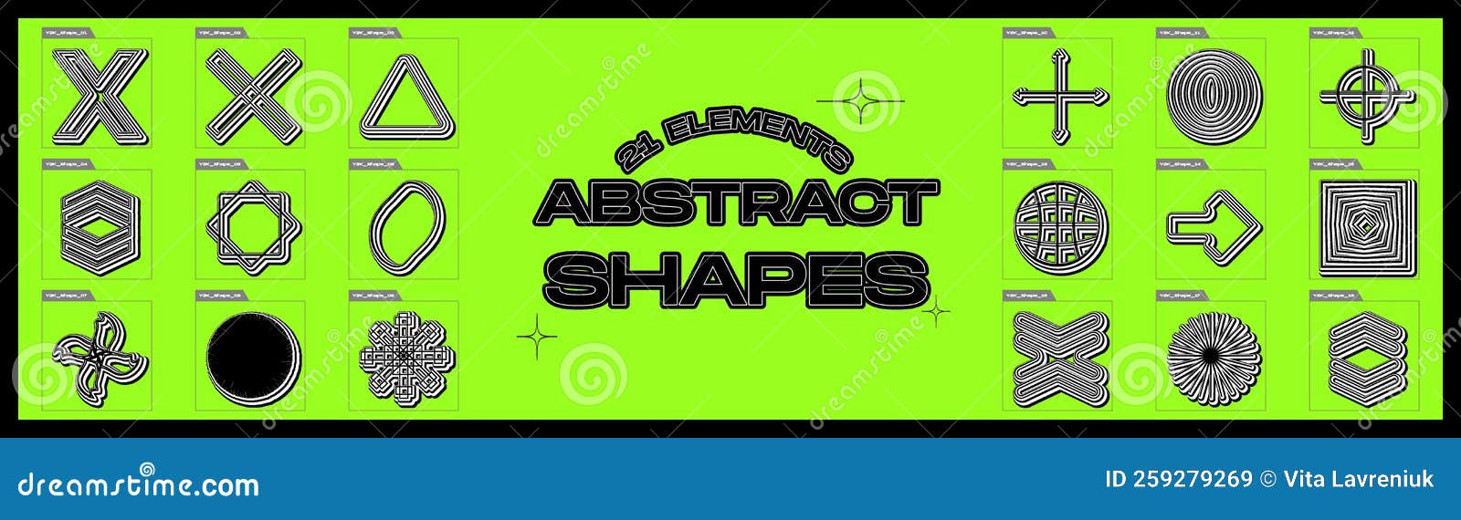 Collection of Y2K Elements. Minimalist Geometric Elements. Objects in ...