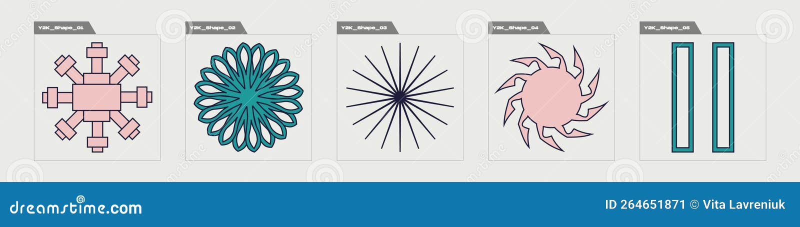 Collection of Y2K Elements. Rave Psychedelic Retro Futuristic Set ...