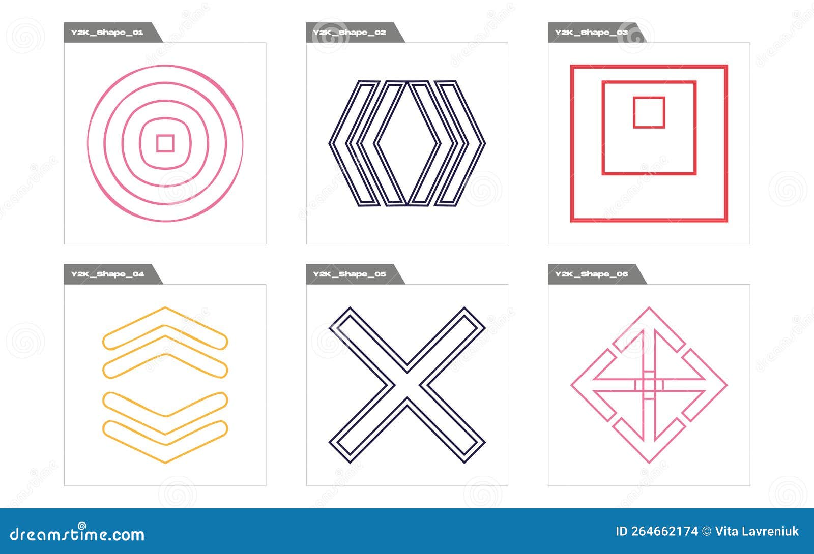 Collection of Y2K Elements. Rave Psychedelic Retro Futuristic Set ...