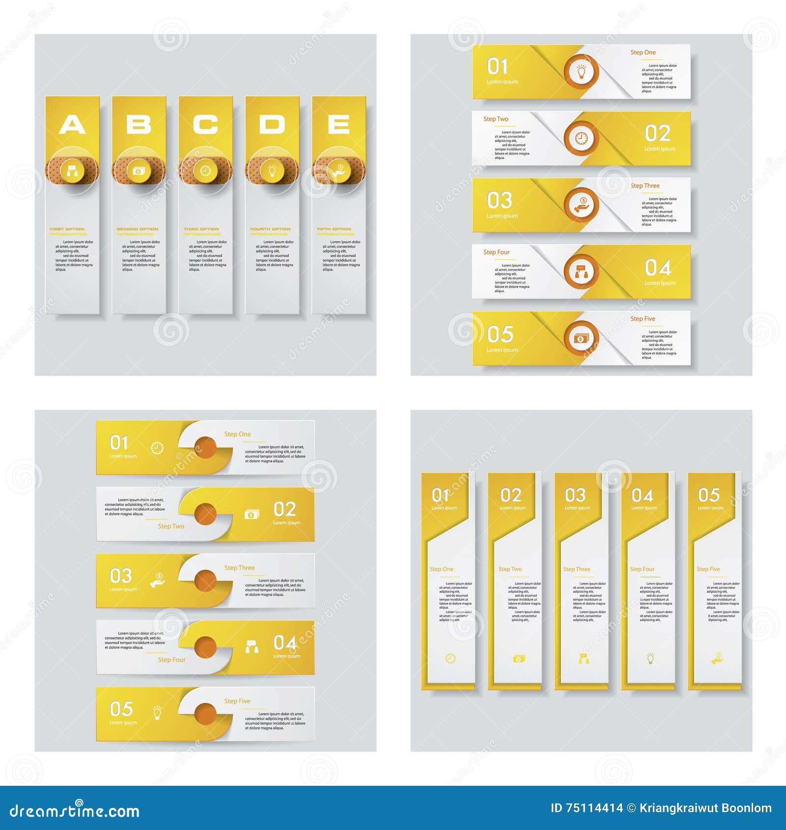 Collection of 4 Yellow Color Template/graphic or Website Layout. Vector ...
