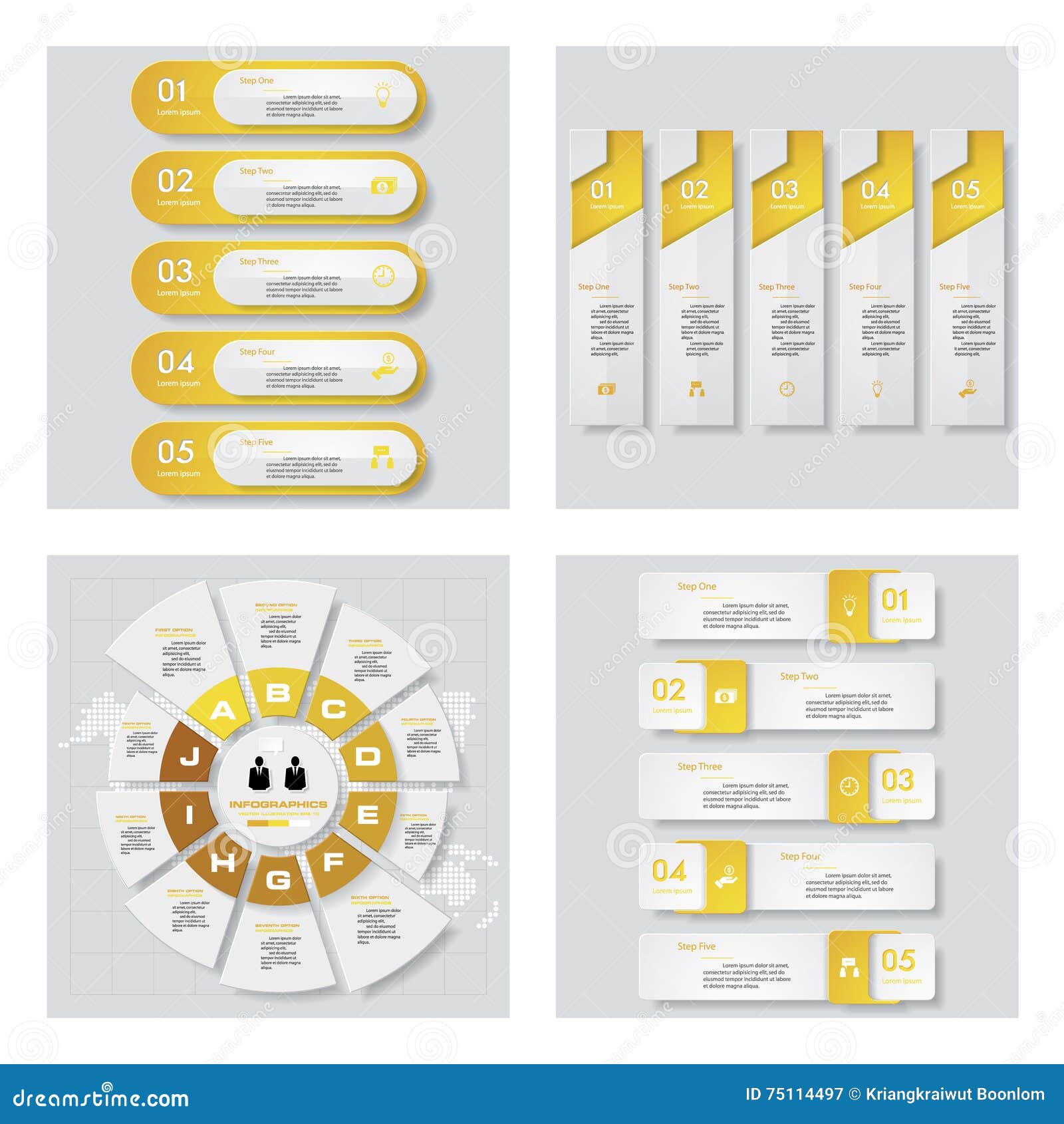 Collection of 4 Yellow Color Template/graphic or Website Layout. Vector ...