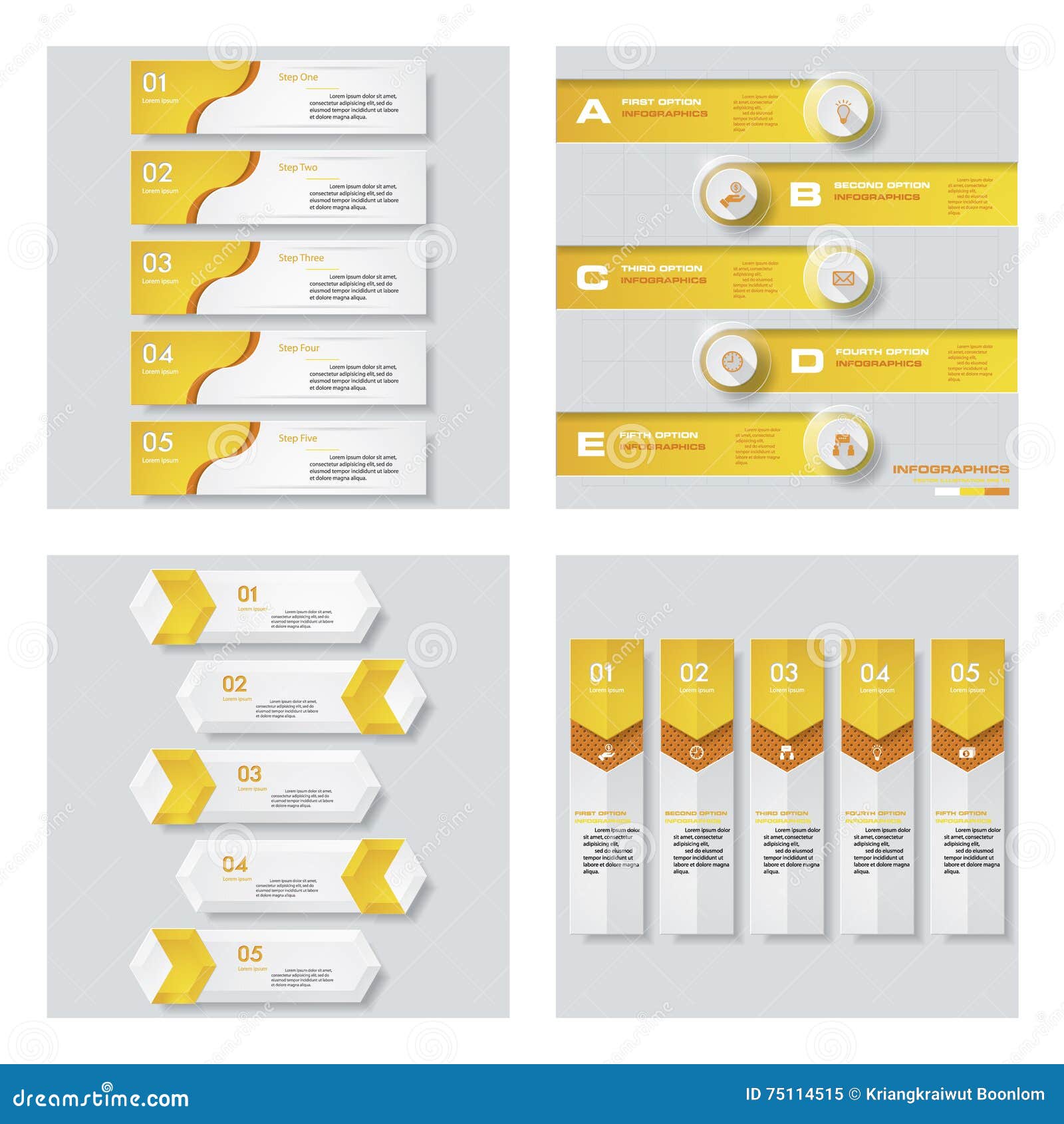 Collection of 4 Yellow Color Template/graphic or Website Layout. Vector ...