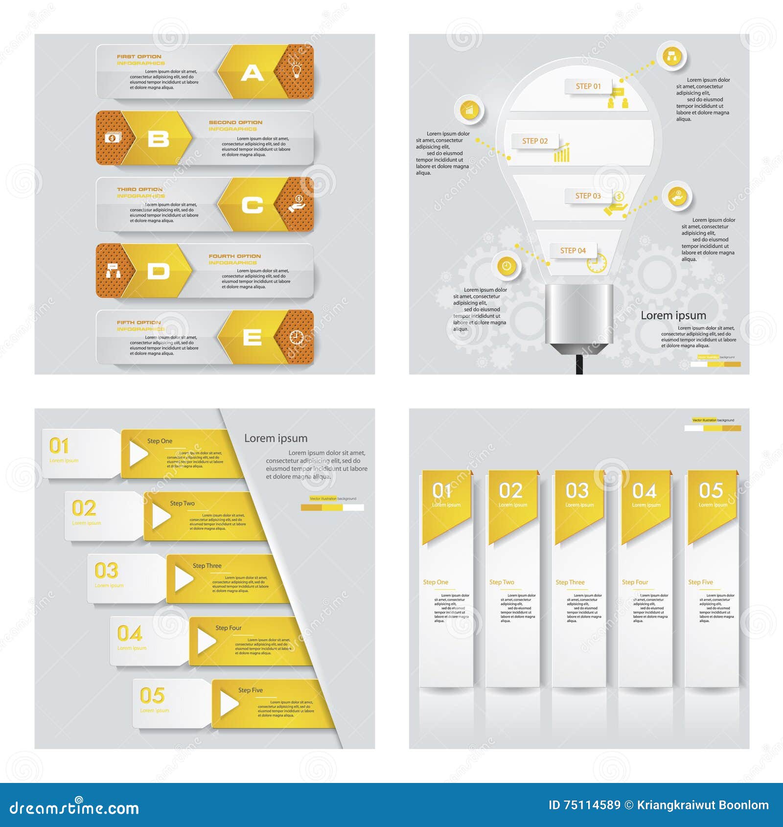 Collection of 4 Yellow Color Template/graphic or Website Layout. Vector ...