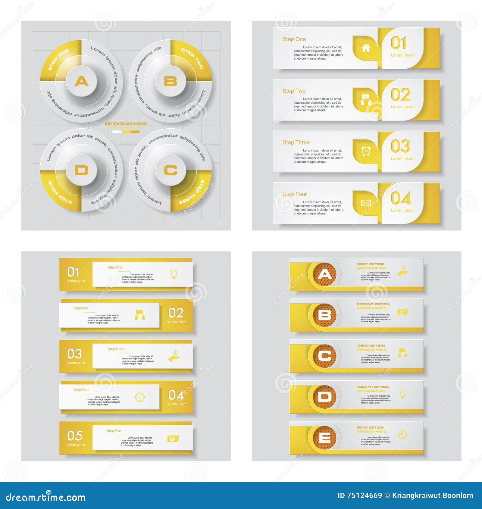 Collection of 4 Yellow Color Template/graphic or Website Layout. Vector ...