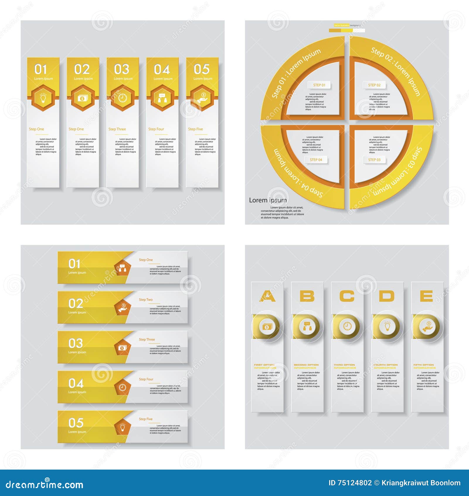 Collection of 4 Yellow Color Template/graphic or Website Layout. Vector ...