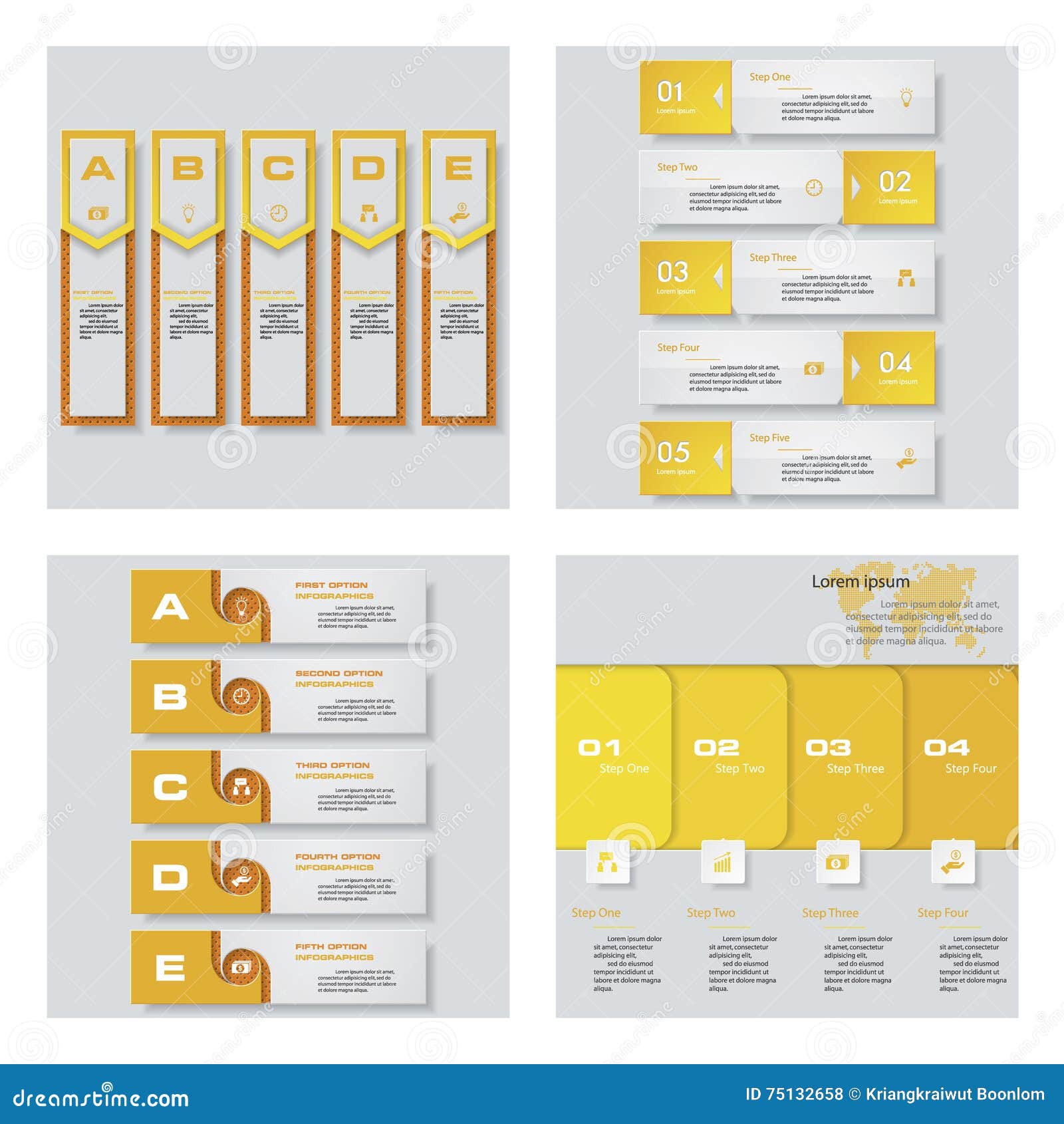 Collection of 4 Yellow Color Template/graphic or Website Layout. Vector ...