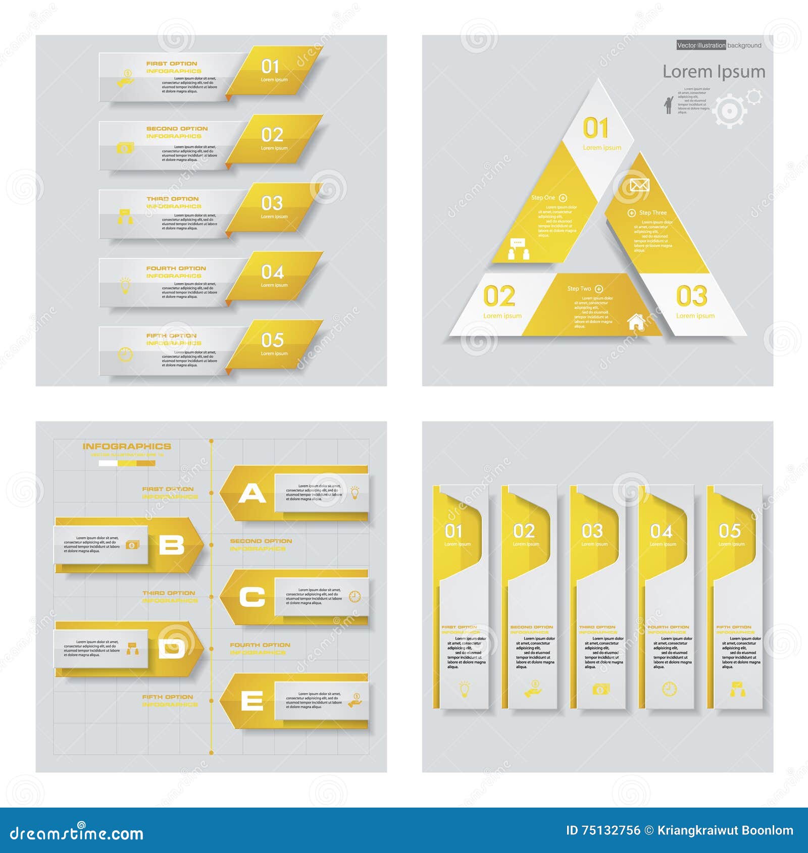 Collection of 4 Yellow Color Template/graphic or Website Layout. Vector ...