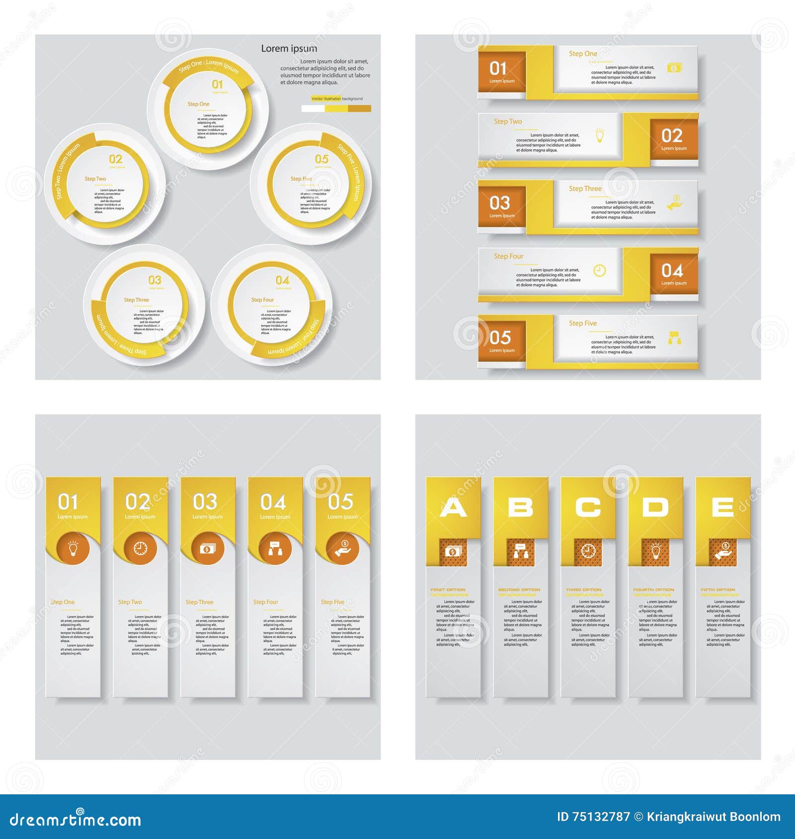 Collection of 4 Yellow Color Template/graphic or Website Layout. Vector ...