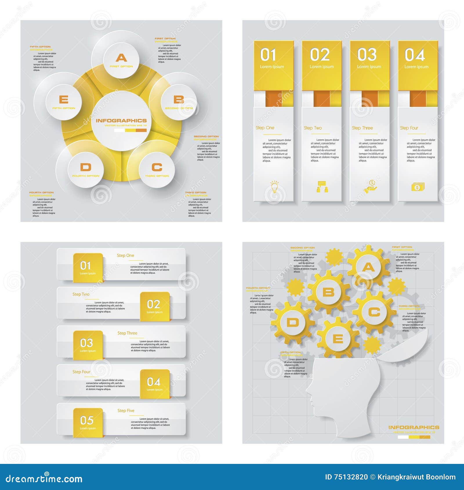 Collection of 4 Yellow Color Template/graphic or Website Layout. Vector ...
