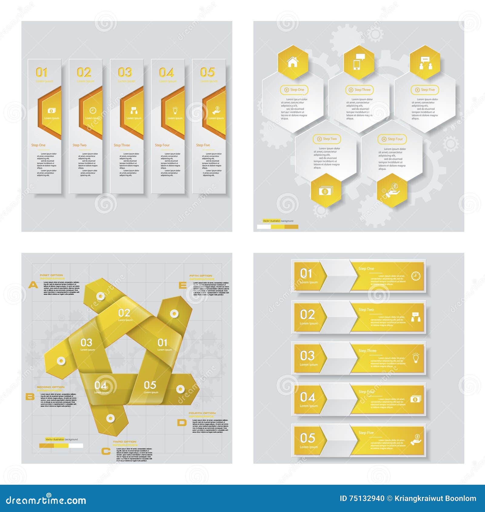 Collection of 4 Yellow Color Template/graphic or Website Layout. Vector ...