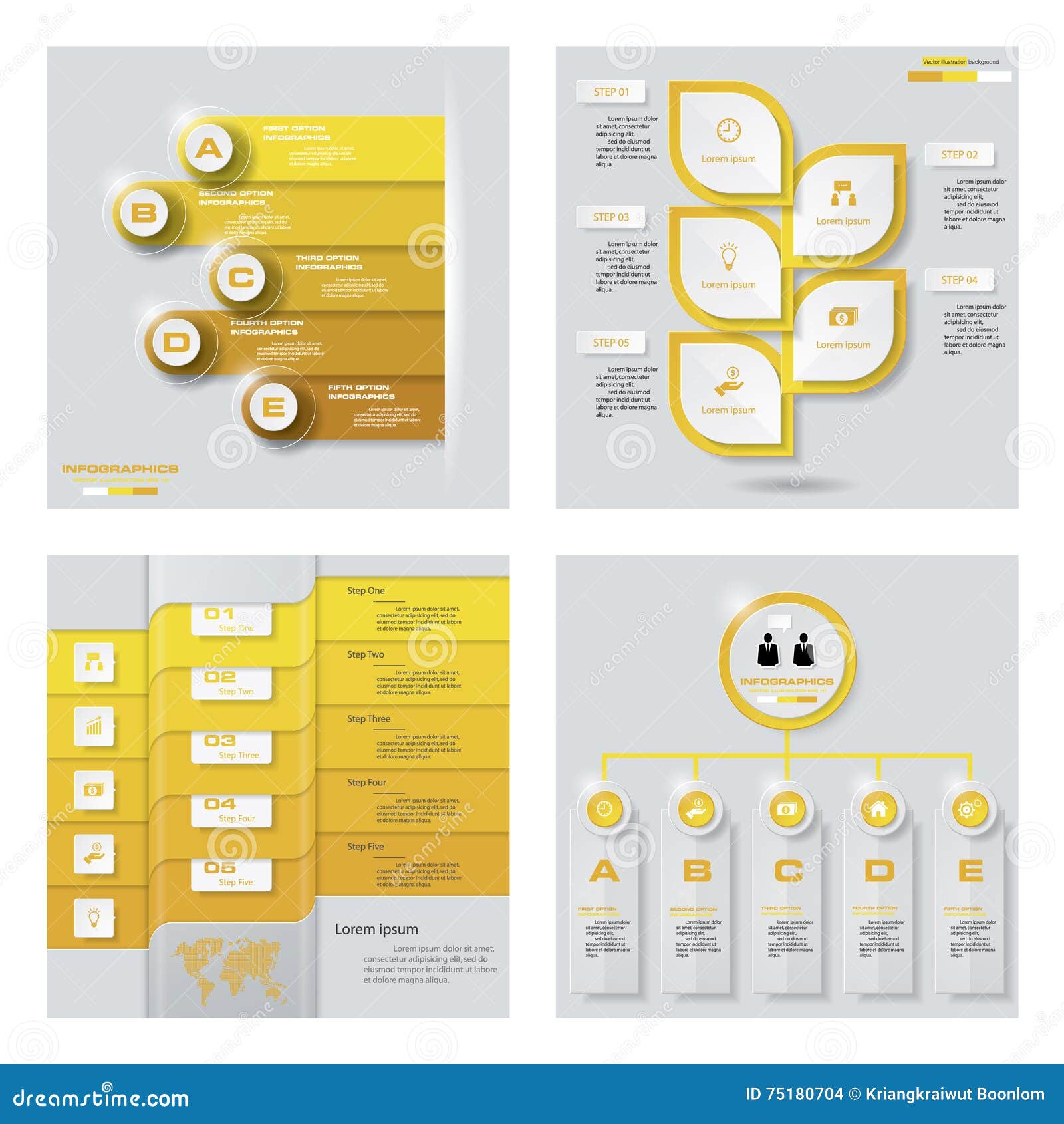 Collection of 4 Yellow Color Template/graphic or Website Layout. Vector ...