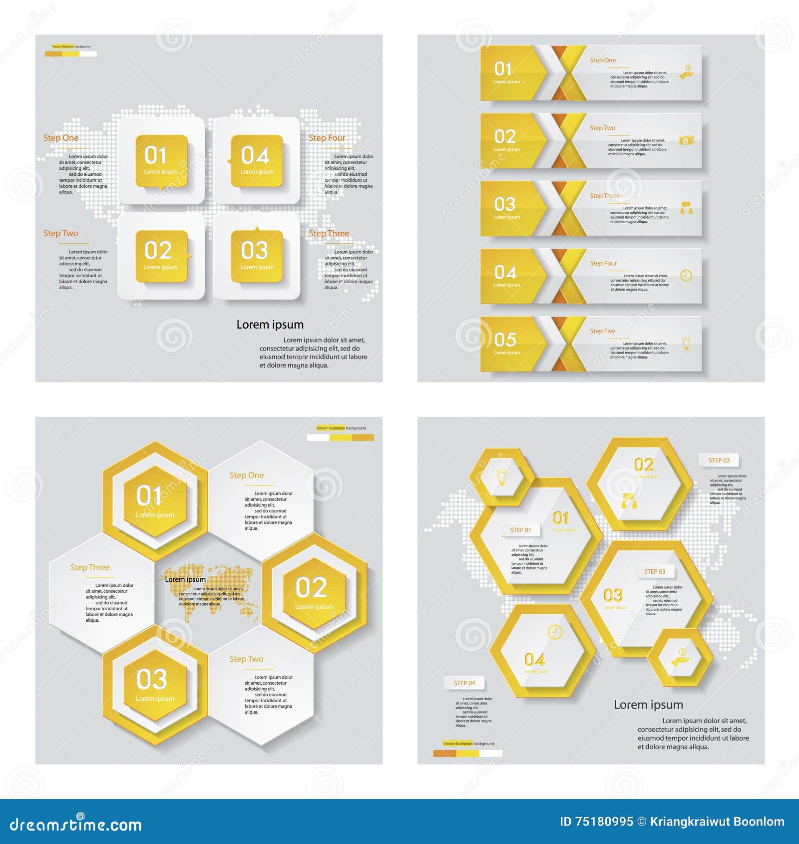 Collection of 4 Yellow Color Template/graphic or Website Layout. Vector ...