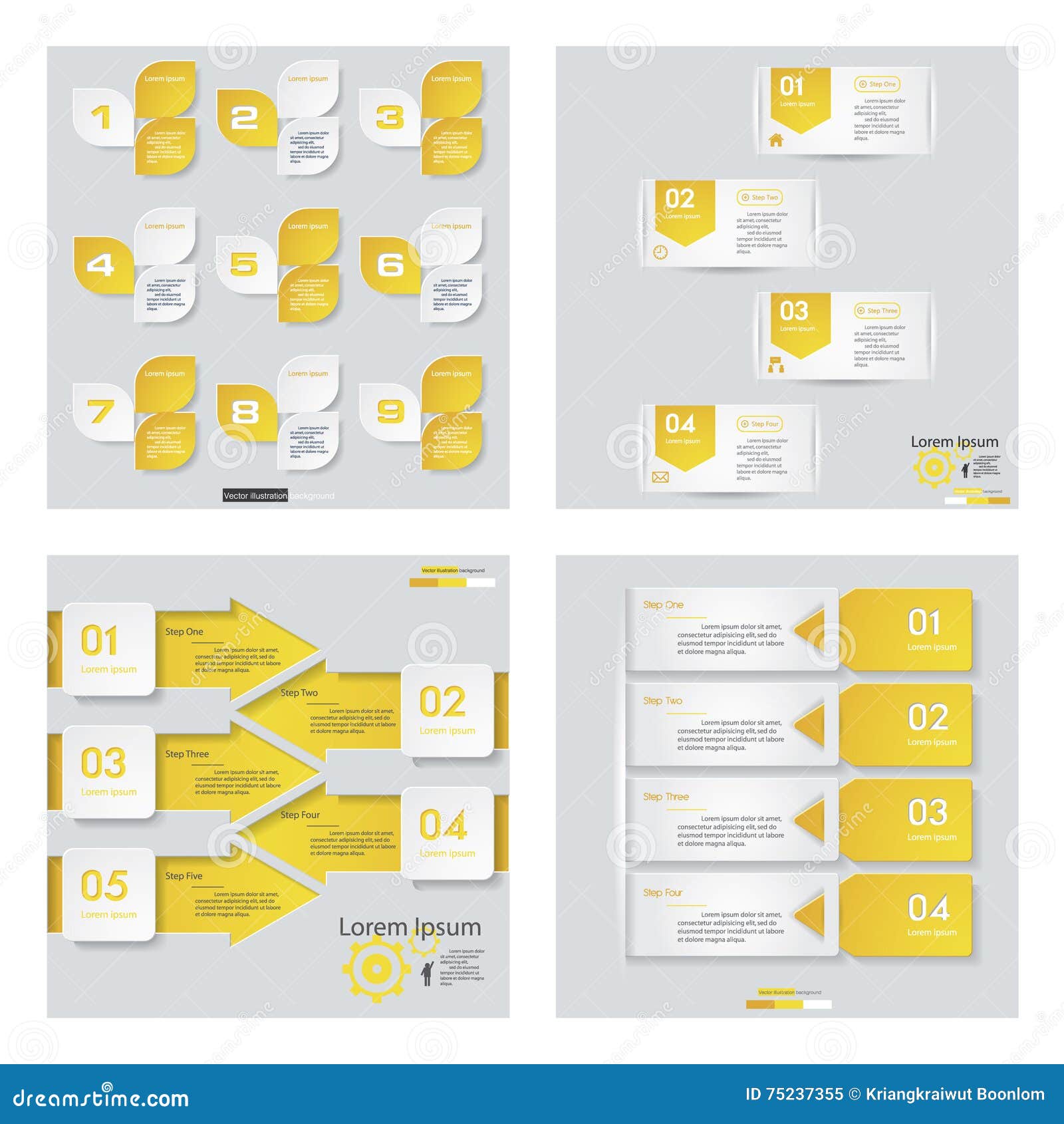 Collection of 4 Yellow Color Template/graphic or Website Layout. Vector ...
