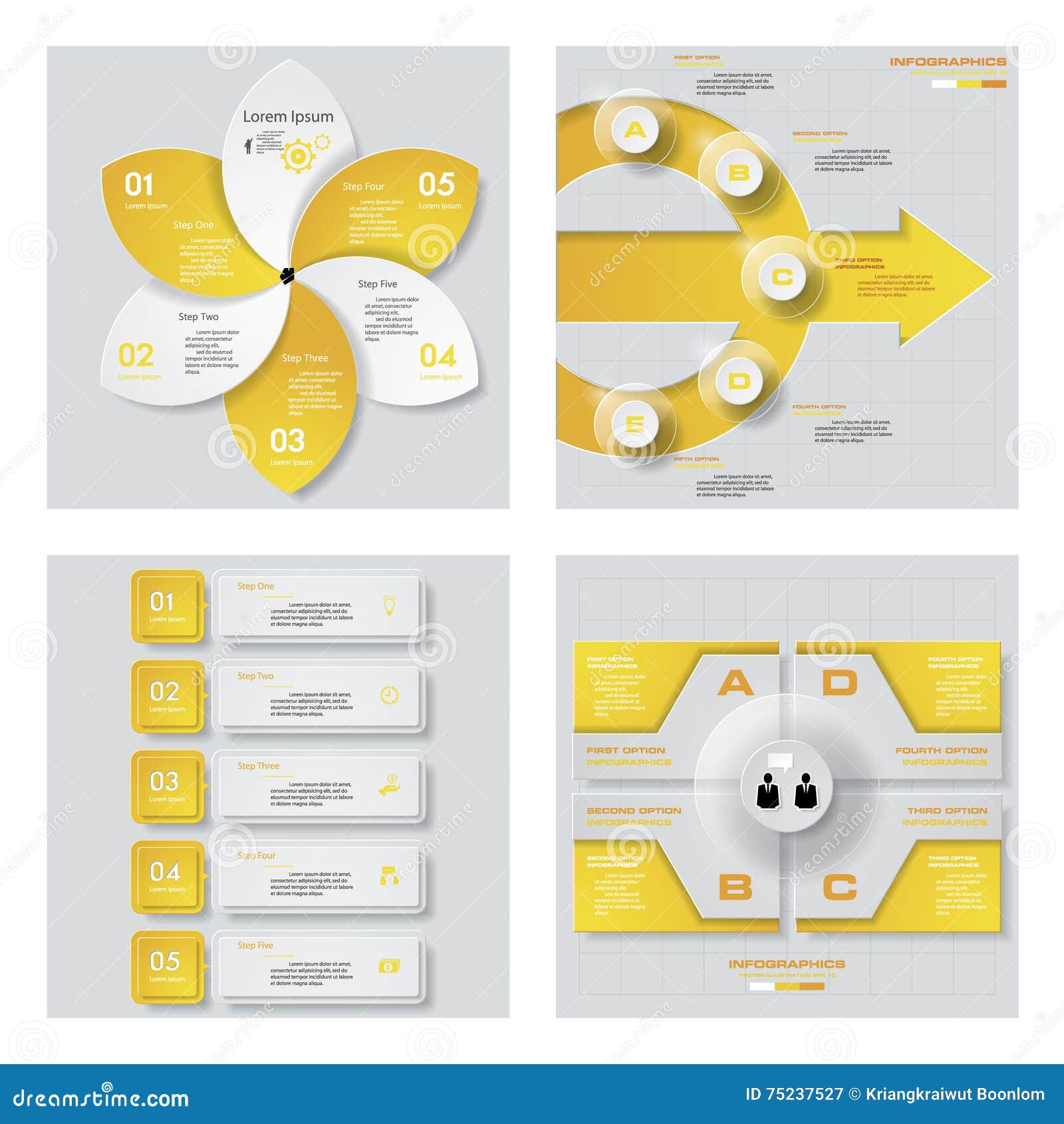 Collection of 4 Yellow Color Template/graphic or Website Layout. Vector ...