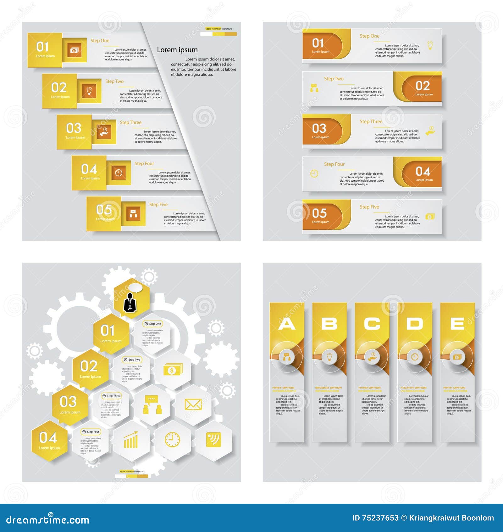 Collection of 4 Yellow Color Template/graphic or Website Layout. Vector ...