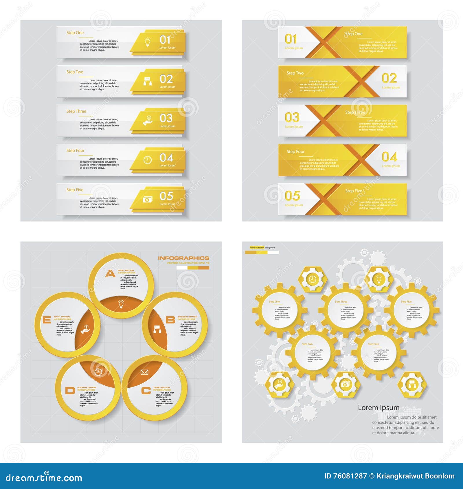 Collection of 4 Yellow Color Template/graphic or Website Layout. Vector ...
