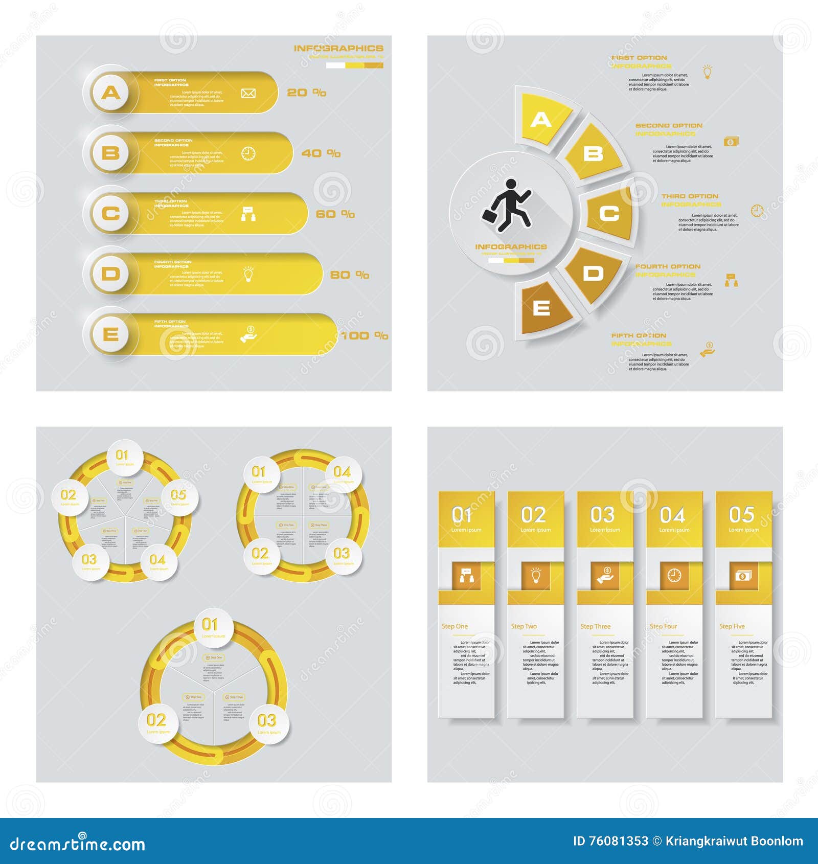 Collection of 4 Yellow Color Template/graphic or Website Layout. Vector ...