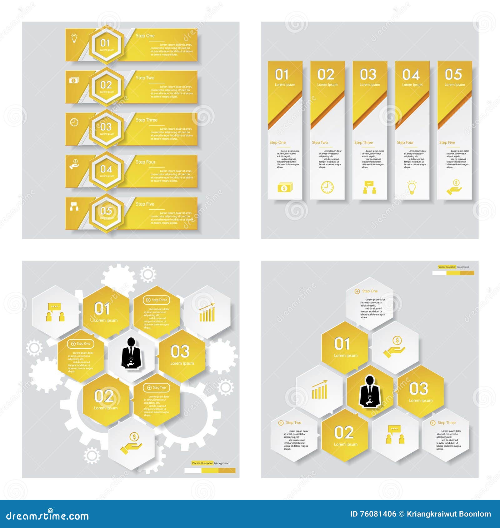 Collection of 4 Yellow Color Template/graphic or Website Layout. Vector ...
