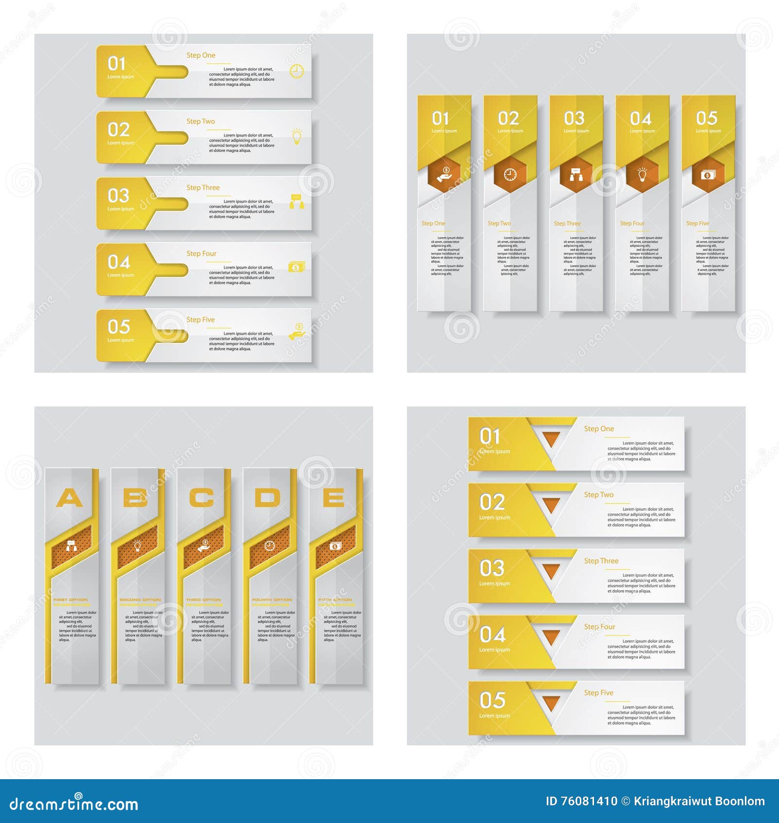 Collection of 4 Yellow Color Template/graphic or Website Layout. Vector ...