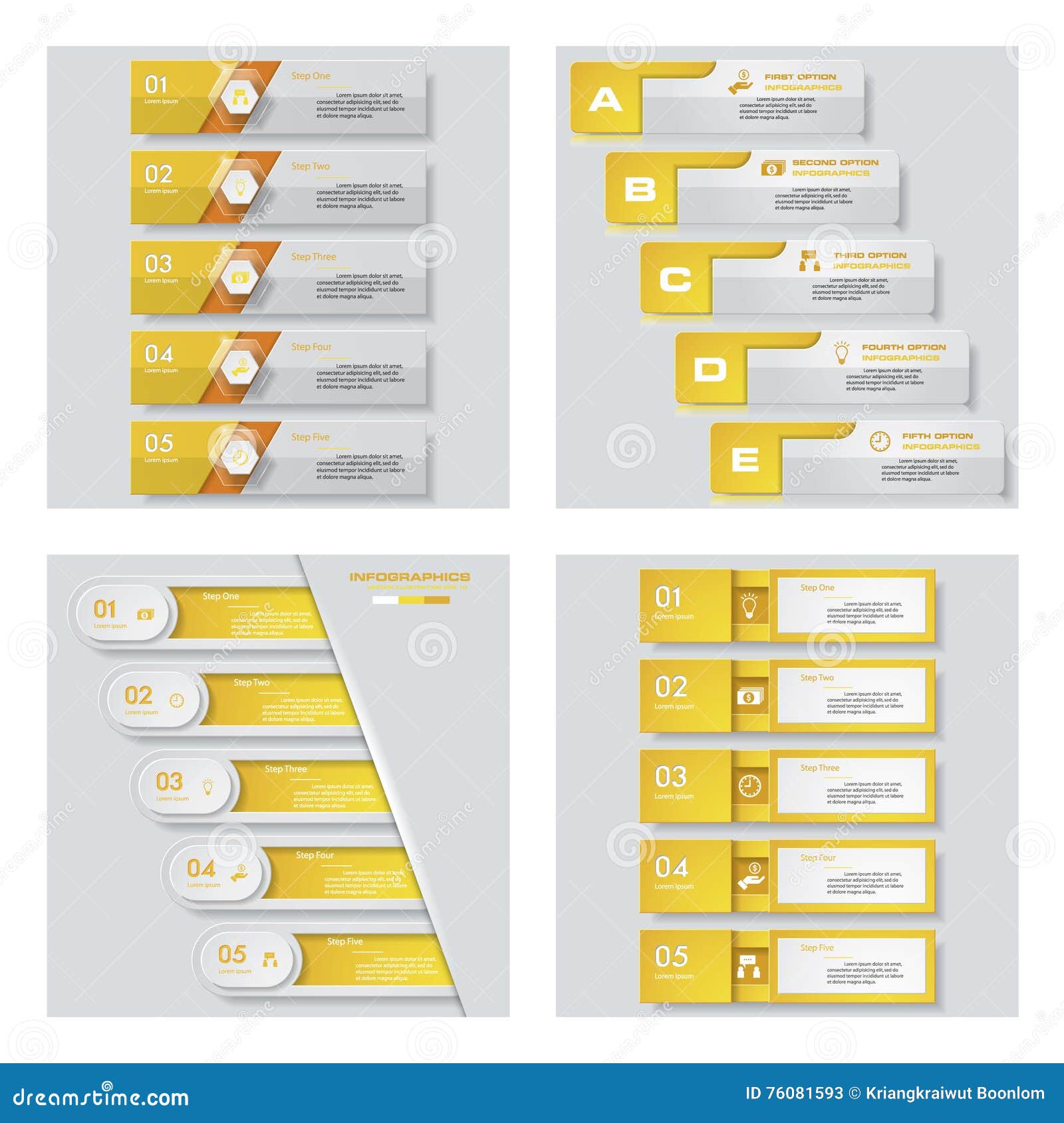 Collection of 4 Yellow Color Template/graphic or Website Layout. Vector ...