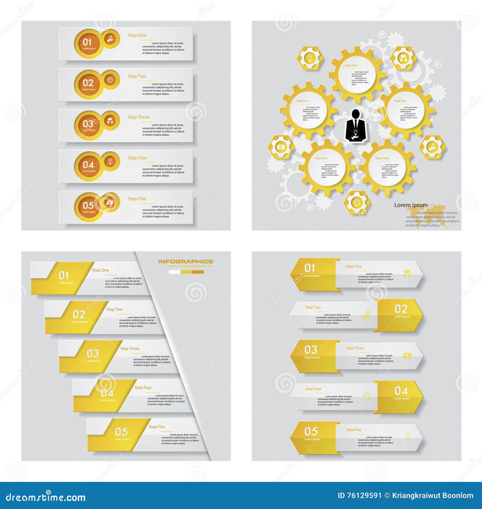 Collection of 4 Yellow Color Template/graphic or Website Layout. Vector ...