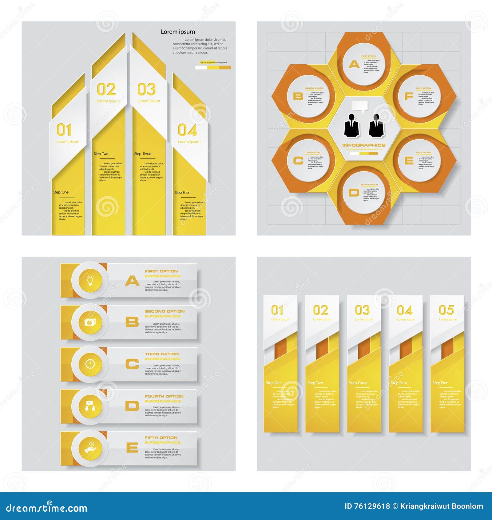 Collection of 4 Yellow Color Template/graphic or Website Layout. Vector ...