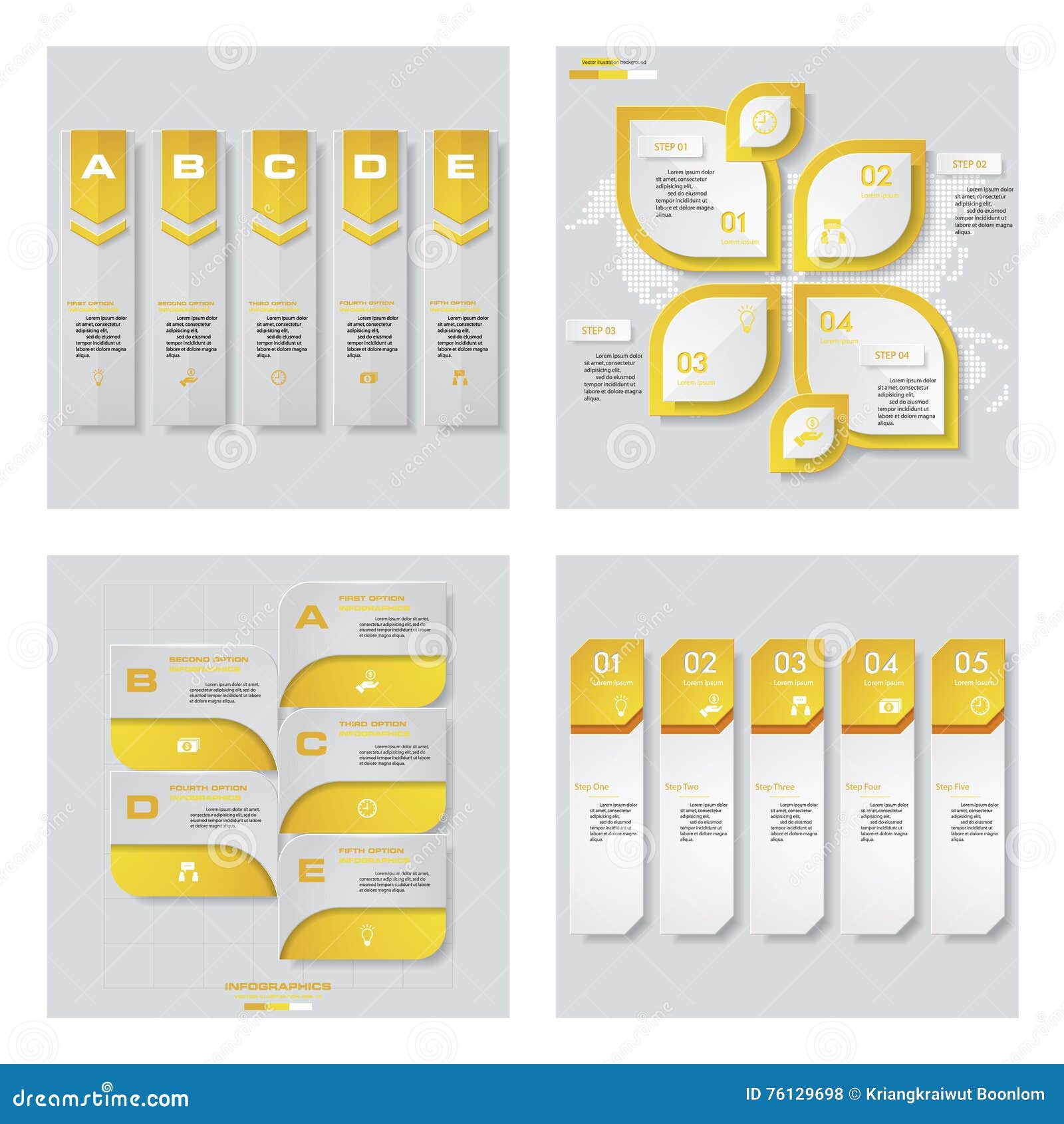 Collection of 4 Yellow Color Template/graphic or Website Layout. Vector ...