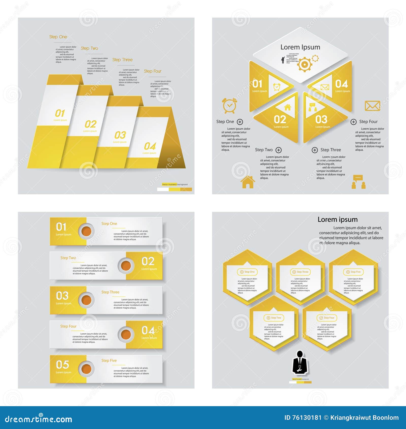 Collection of 4 Yellow Color Template/graphic or Website Layout. Vector ...
