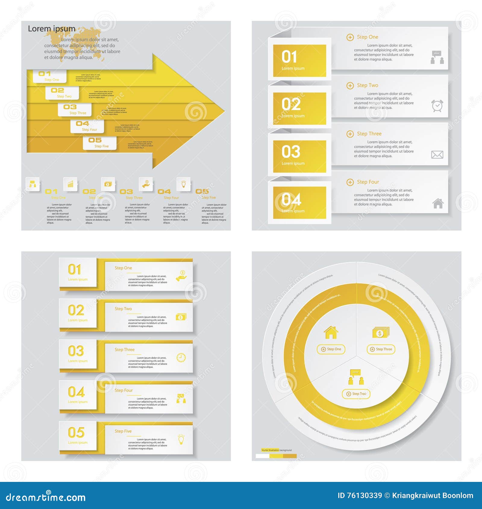 Collection of 4 Yellow Color Template/graphic or Website Layout. Vector ...