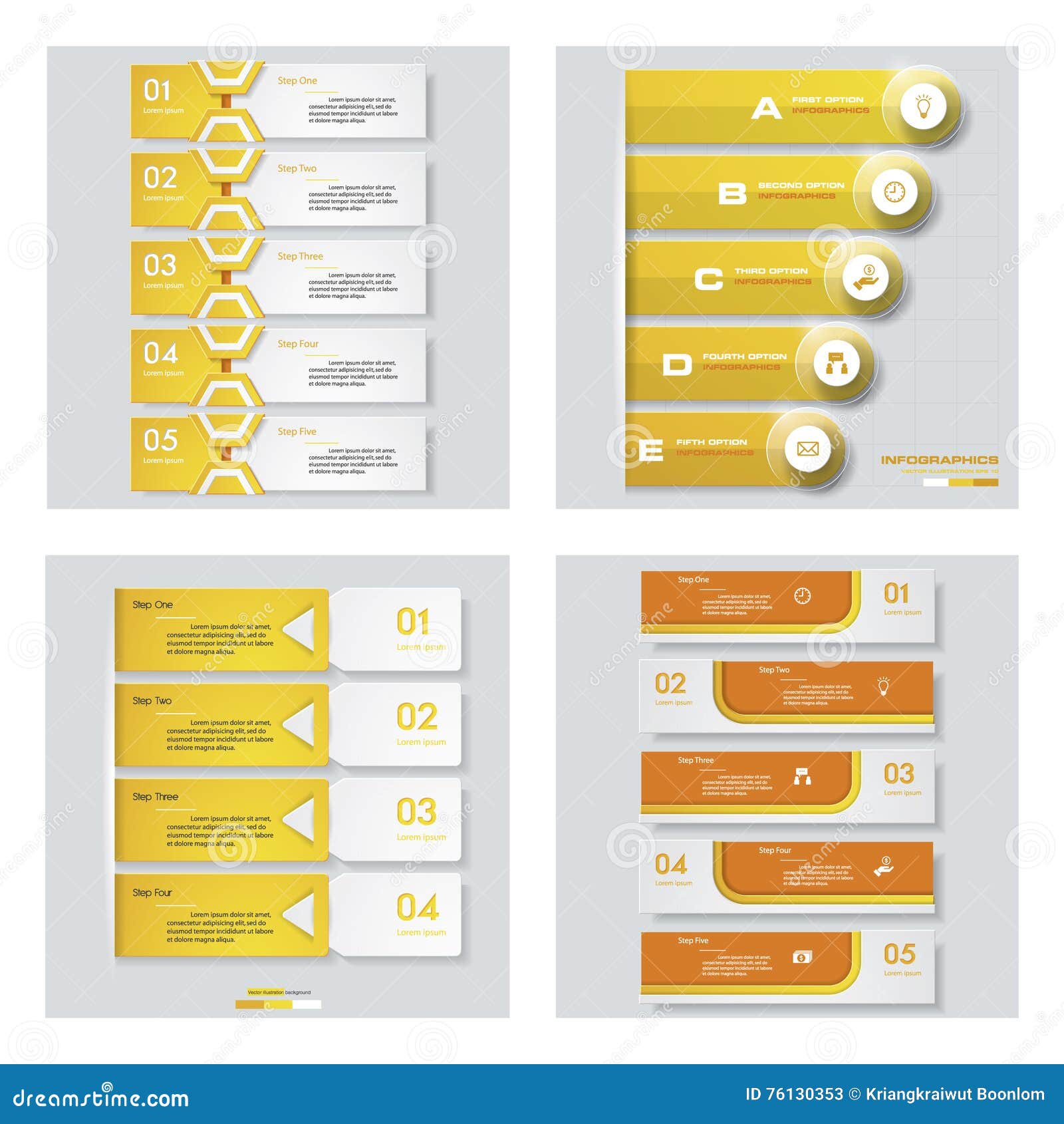 Collection of 4 Yellow Color Template/graphic or Website Layout. Vector ...