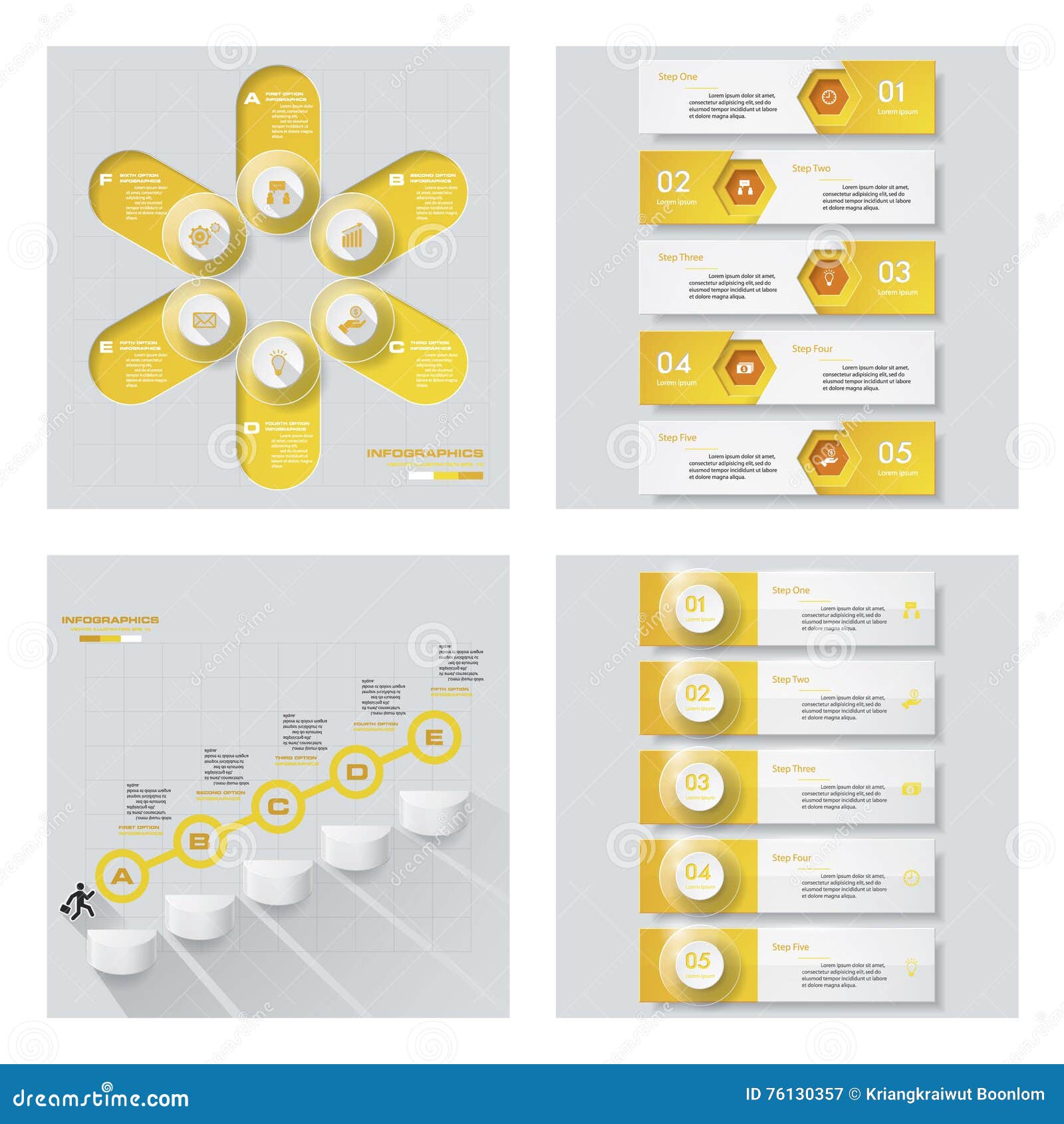Collection of 4 Yellow Color Template/graphic or Website Layout. Vector ...