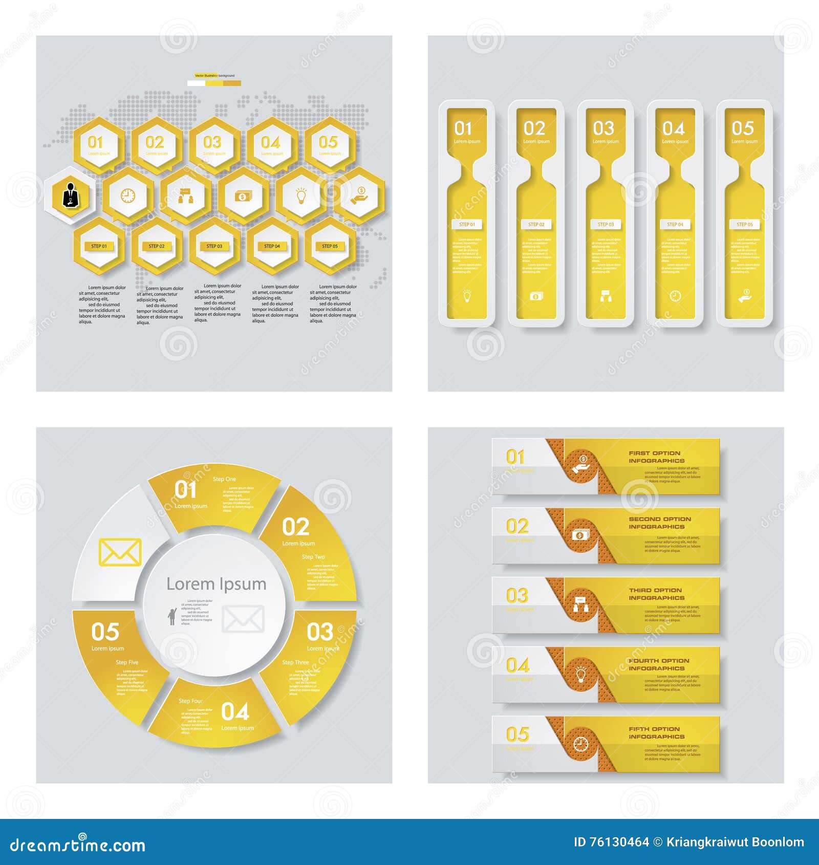 Collection of 4 Yellow Color Template/graphic or Website Layout. Vector ...