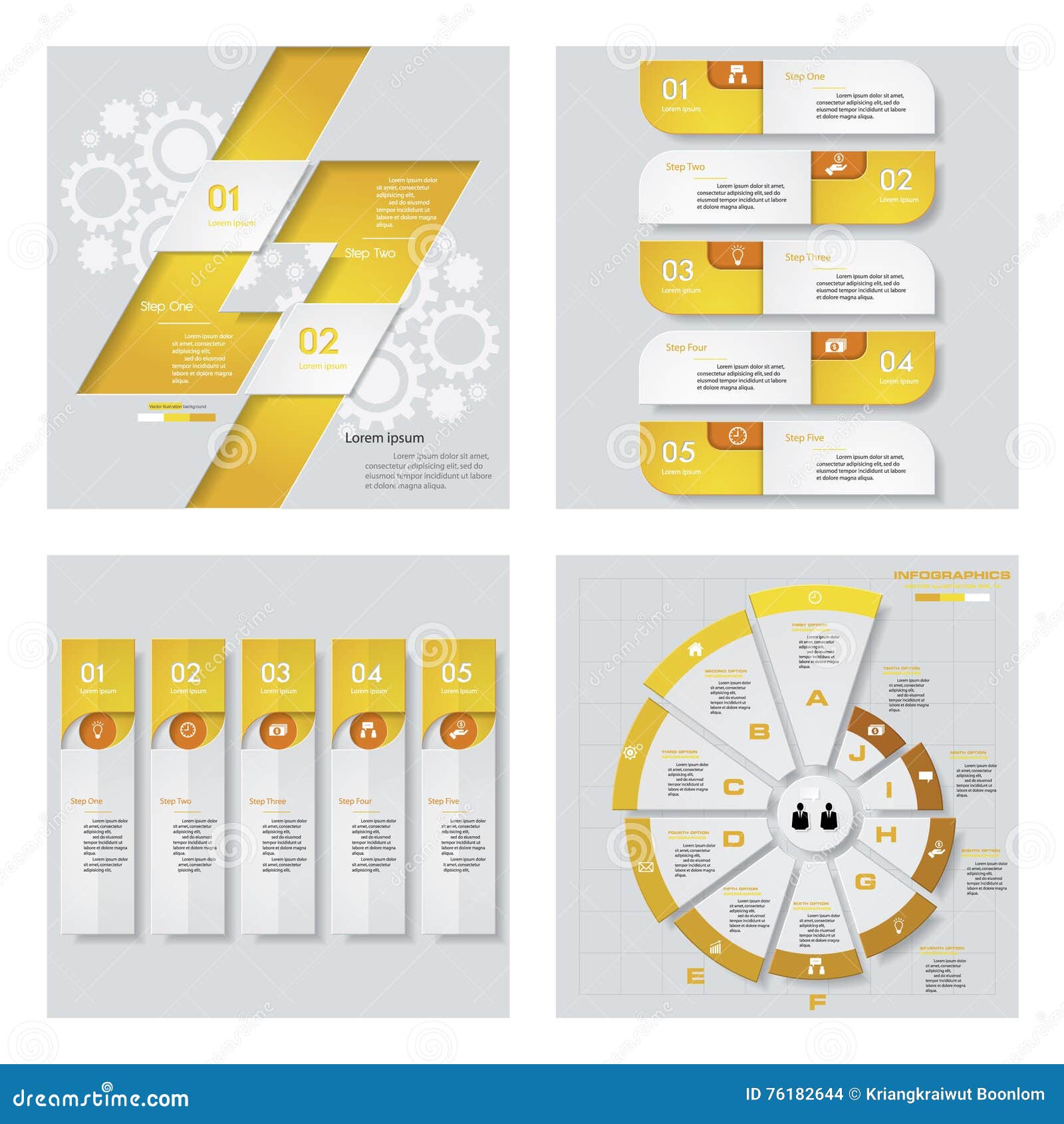 Collection of 4 Yellow Color Template/graphic or Website Layout. Vector ...