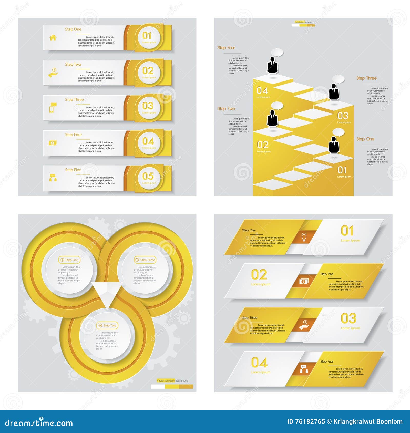 Collection of 4 Yellow Color Template/graphic or Website Layout. Vector ...
