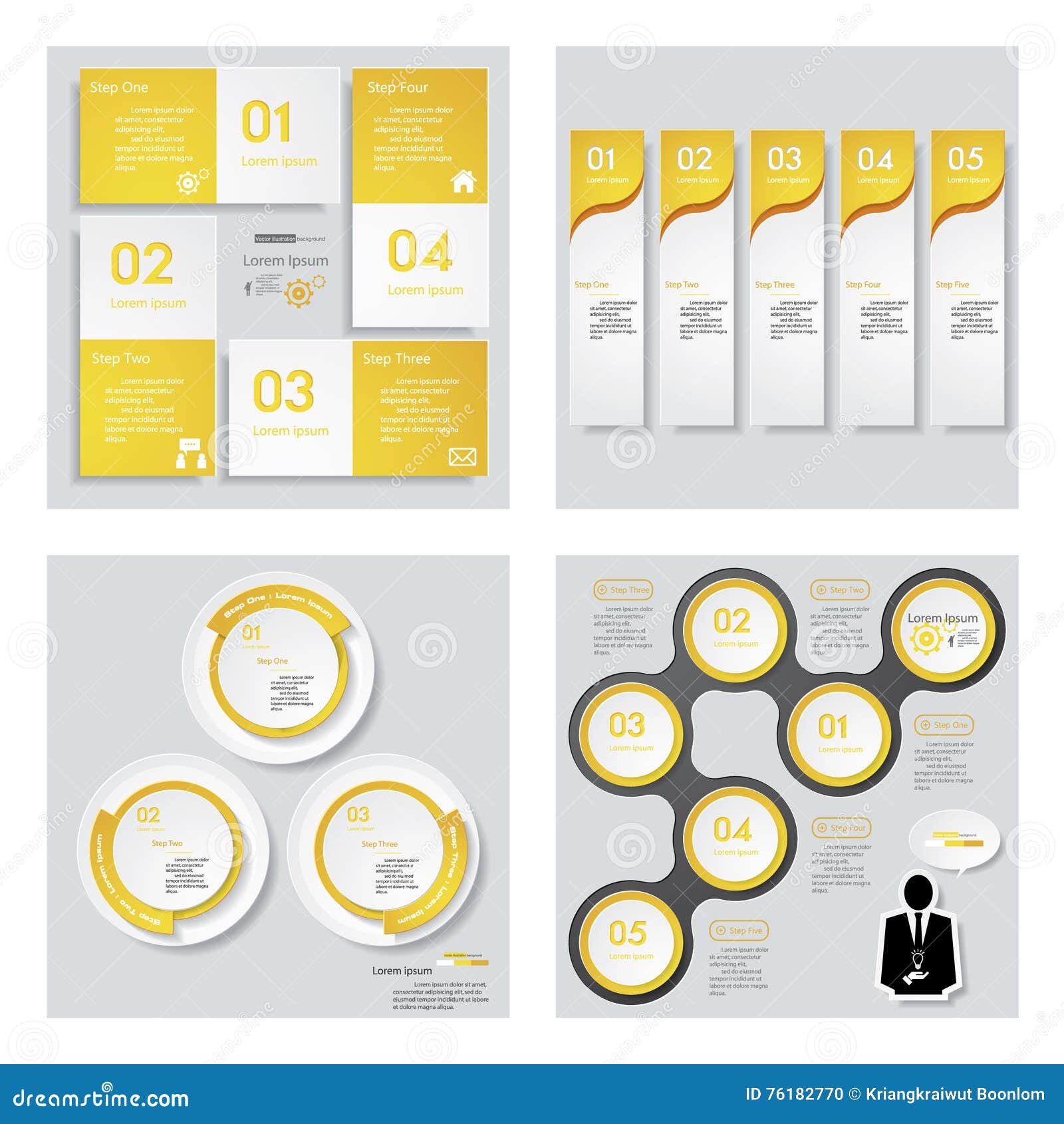 Collection of 4 Yellow Color Template/graphic or Website Layout. Vector ...
