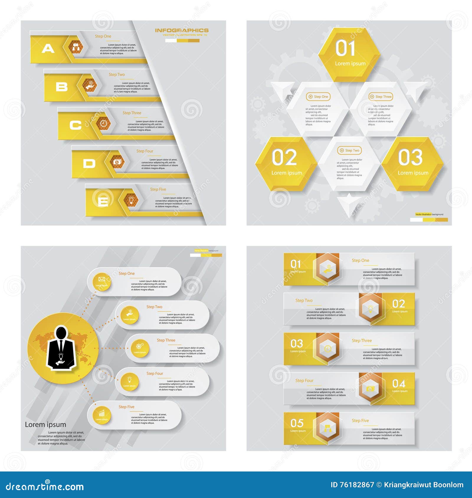 Collection of 4 Yellow Color Template/graphic or Website Layout. Vector ...